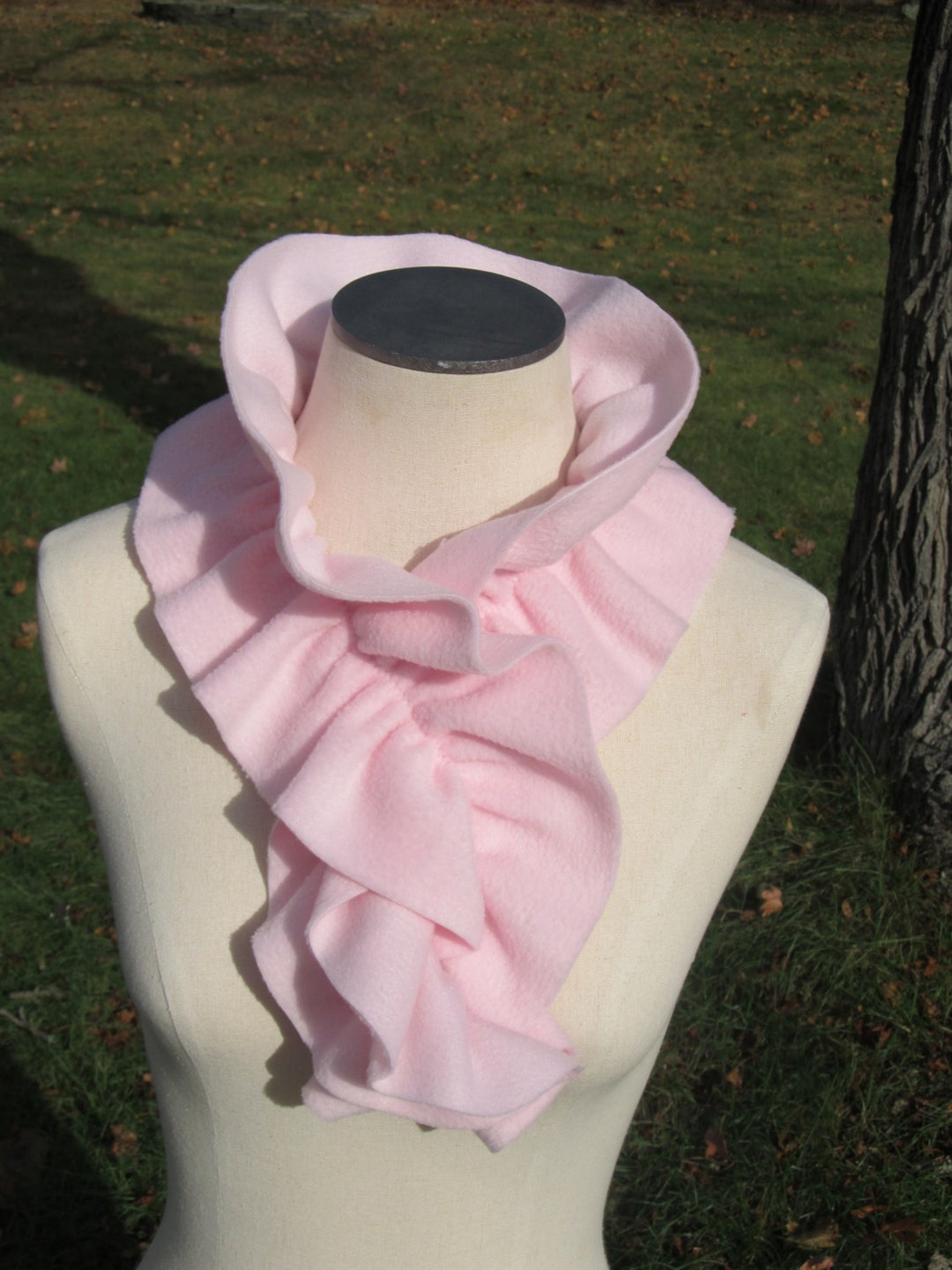 Ruffle Fleece Scarf, Soft Baby Pink Fleece Scarf, Light Pink Neck ...