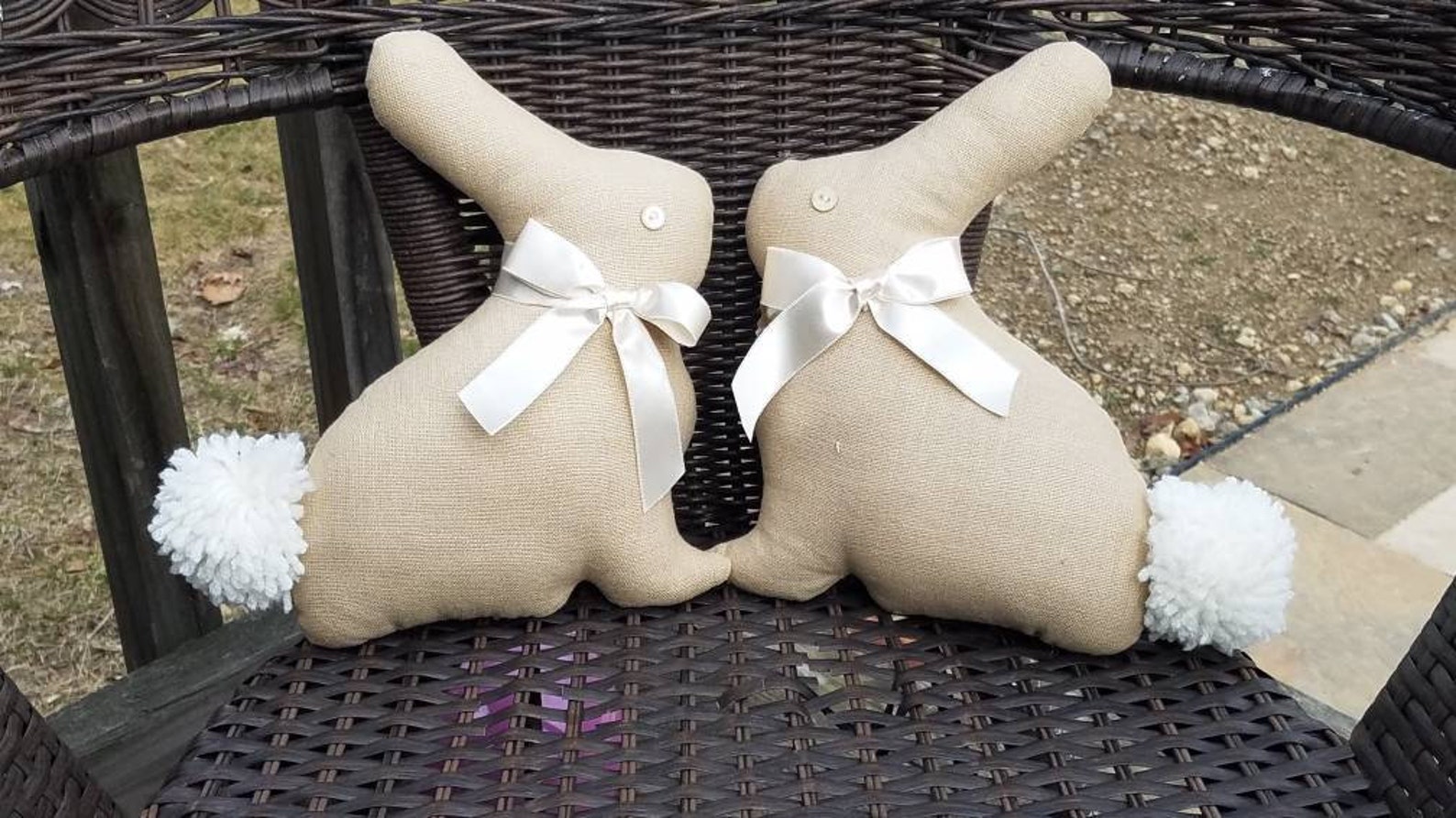 Bunny Pillow, Upcycled Beige Linen Rabbit, Easter Bunny Basket/bowl ...