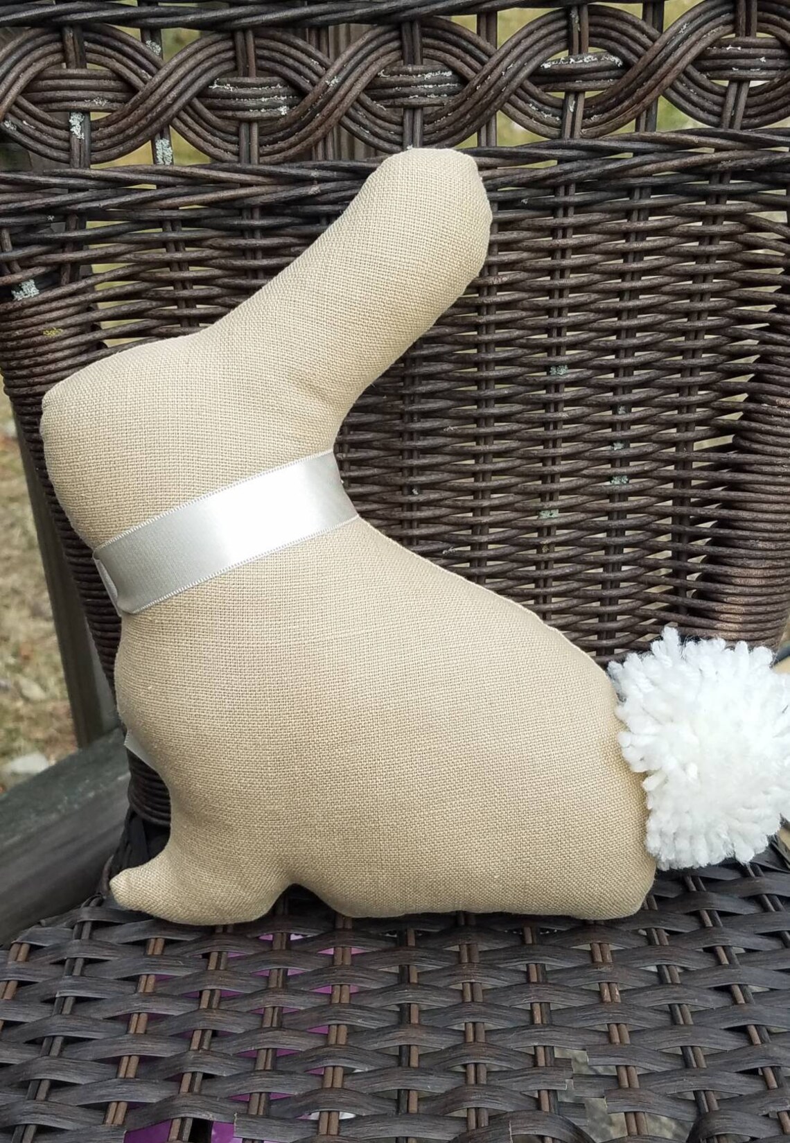 Bunny Pillow, Upcycled Beige Linen Rabbit, Easter Bunny Basket/bowl ...