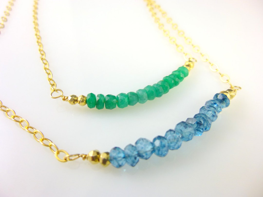 Emerald OR London Blue Topaz Chakra Necklace, 14k Gold Fill, Brings ...