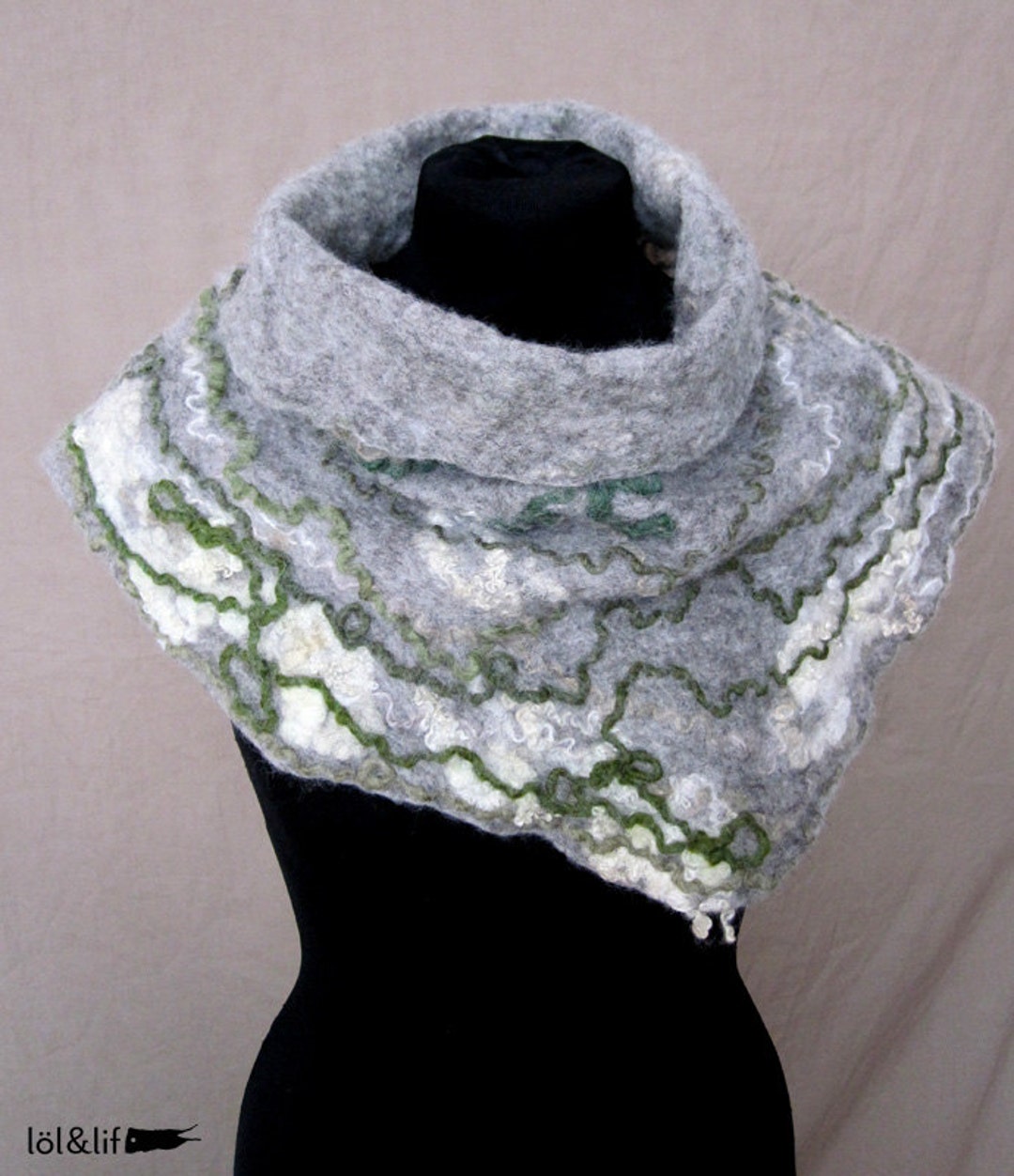 Taiga Rain Clouds - Felted Cape, Women's Capelet, Scarf-poncho, Cowl ...