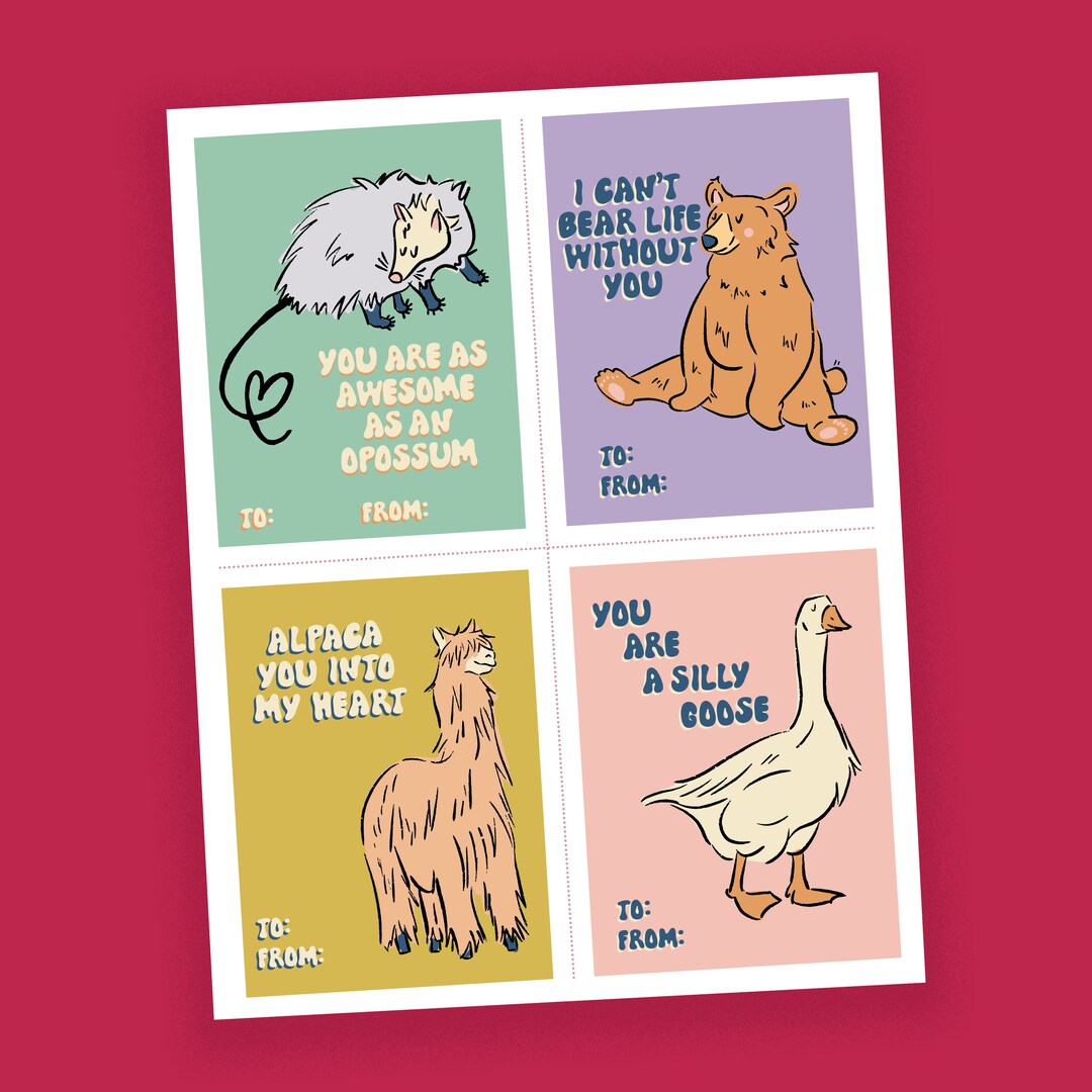 Animal Pun Valentine's Day Cards - Etsy