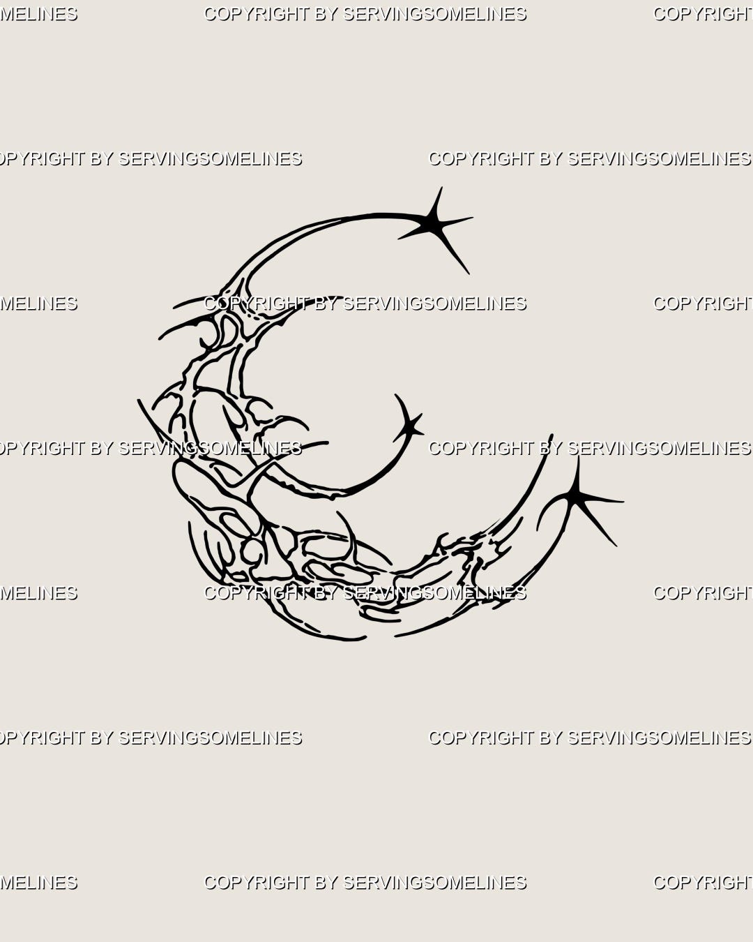 Cybersigilism Moon and Stars Tattoo – Gothic Crescent Lunar Flash ...
