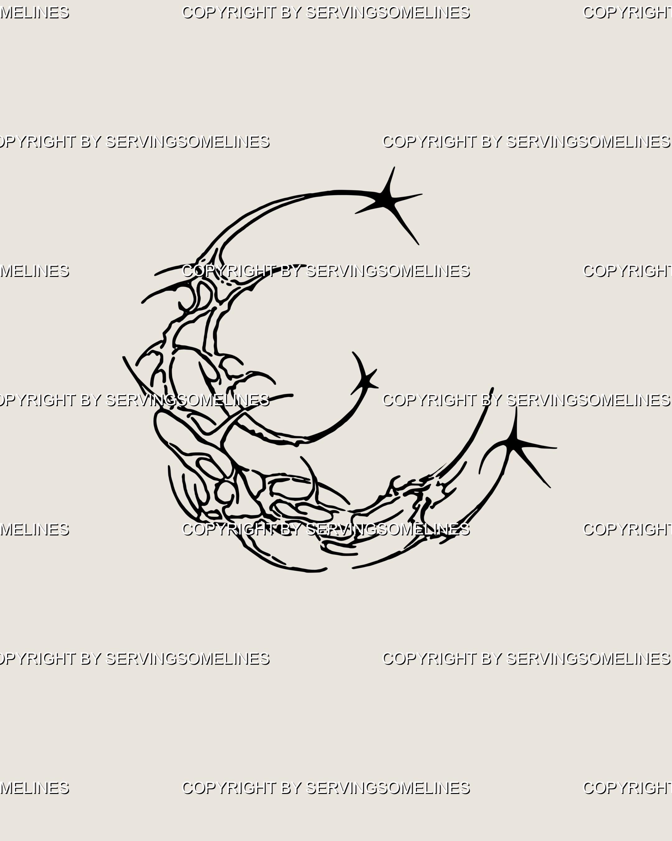 Cybersigilism Moon and Stars Tattoo – Gothic Crescent Lunar Flash ...