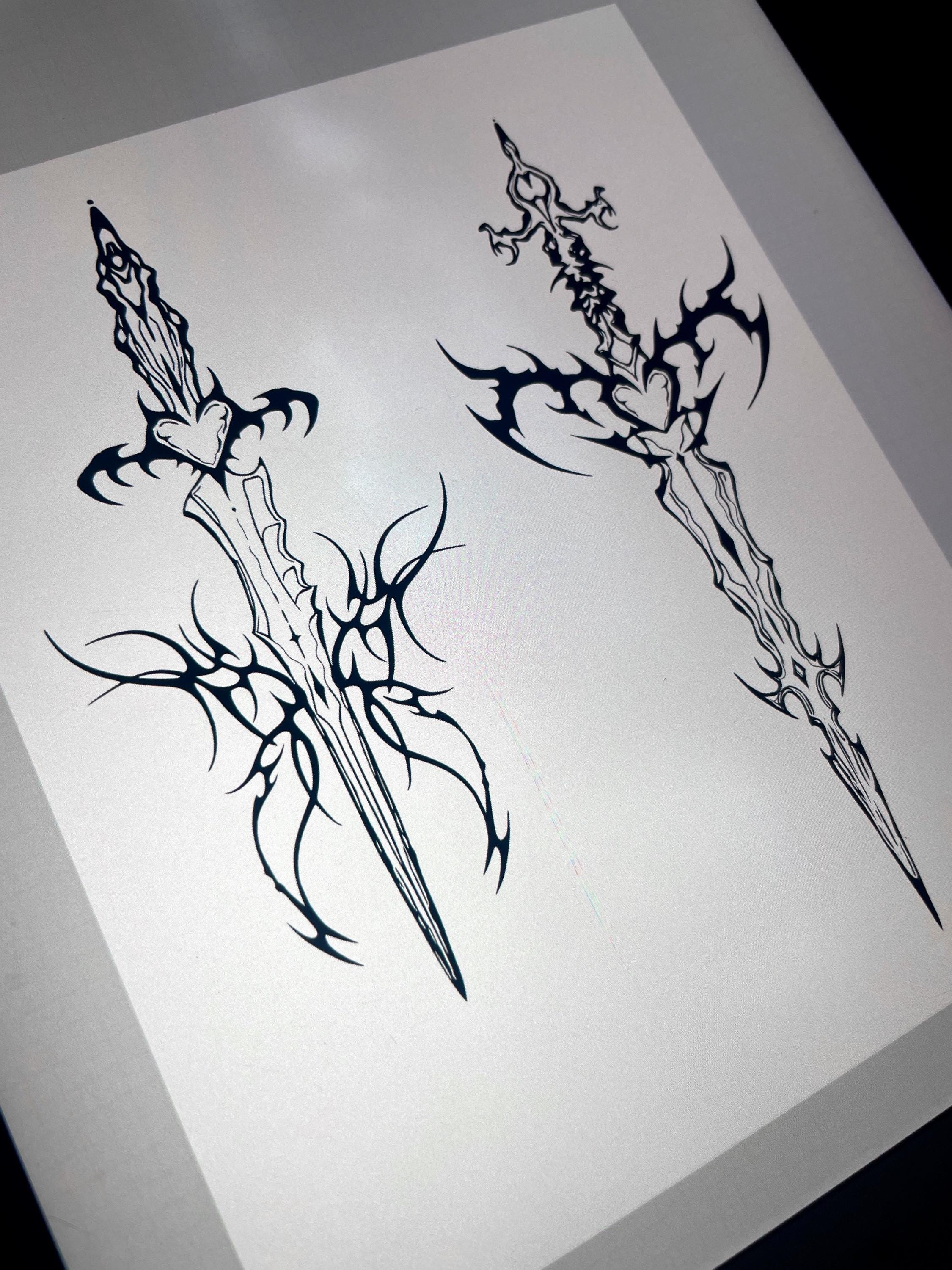 Cyber Sigilism Sword Tattoo Bundle | 20 Digital Designs | Butterfly ...