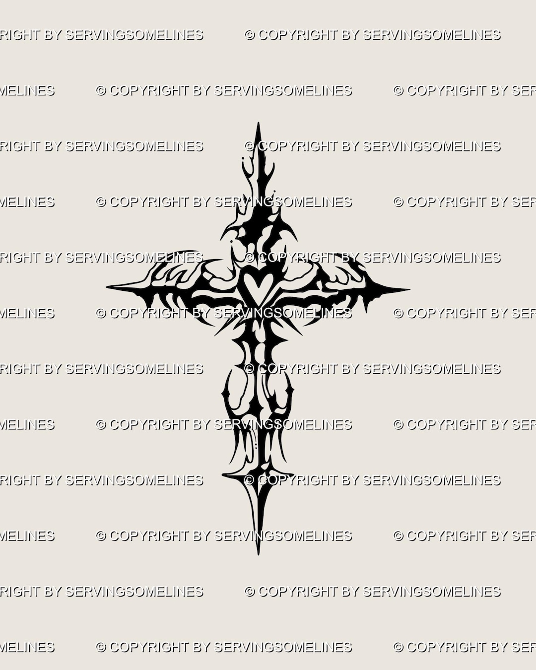 Cybersigilism Cross Tattoo Stencil – Neotribal Gothic Cross Design, Y2K ...