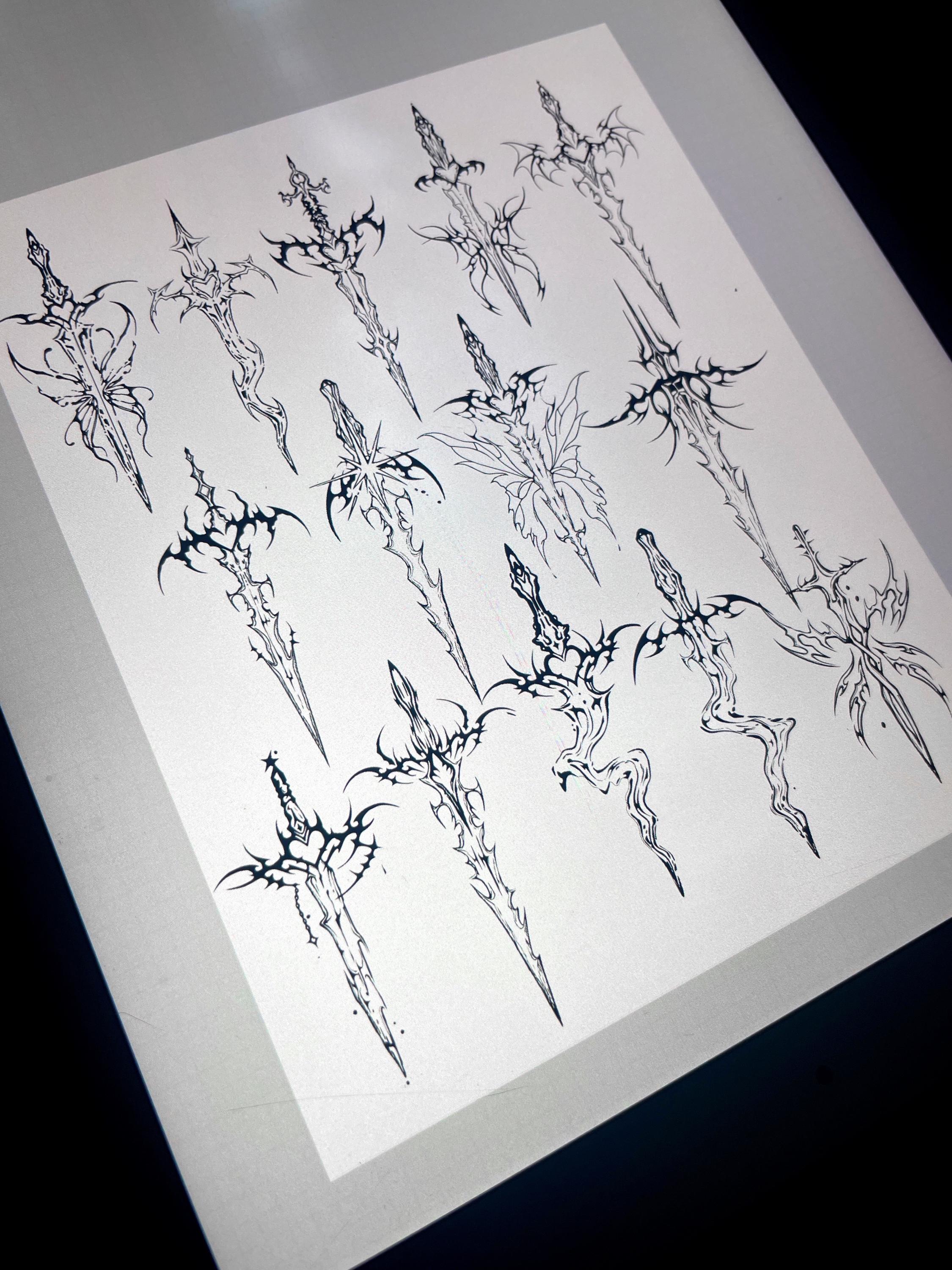 Cyber Sigilism Sword Tattoo Bundle | 20 Digital Designs | Butterfly ...