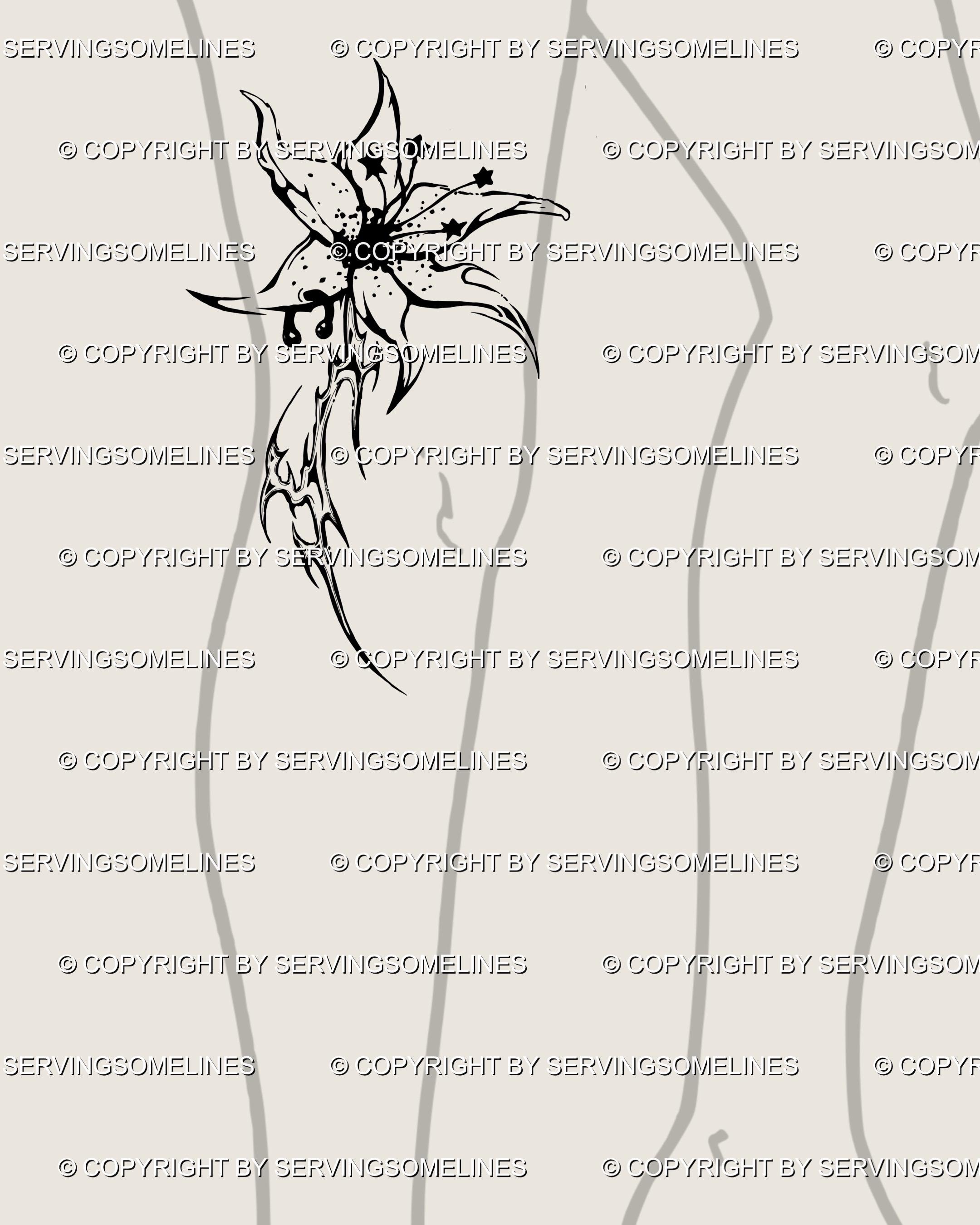 Cybersigilism Flower Tattoo Stencil - Gothic Lily Tattoo, Neotribal Emo ...