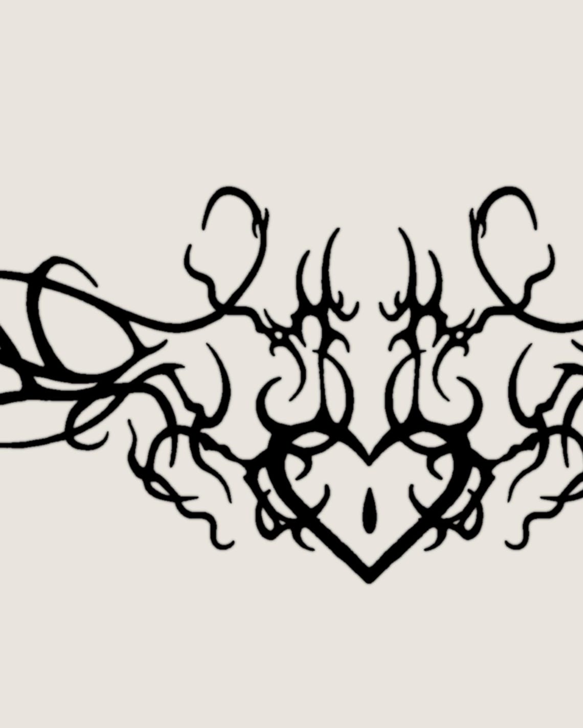 Pisces Astrology Tattoo Stencil – Cybercore Water Sign Heart Ornament ...