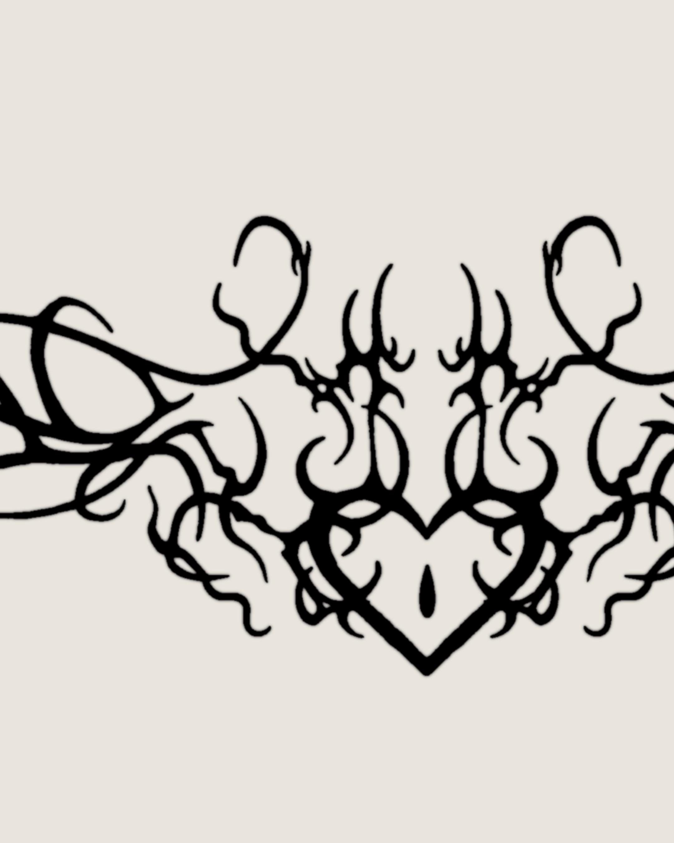 Pisces Astrology Tattoo Stencil – Cybercore Water Sign Heart Ornament ...