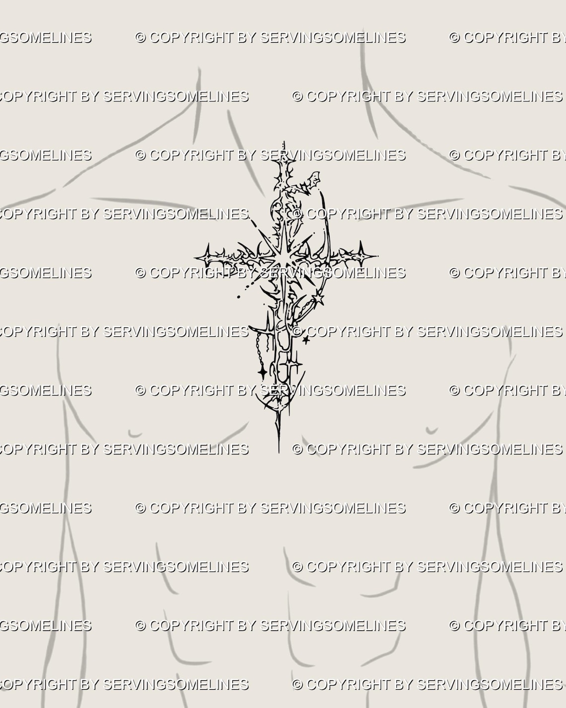 Cybersigilism Cross Tattoo Stencil – Neo Tribal Cyber Cross Digital ...