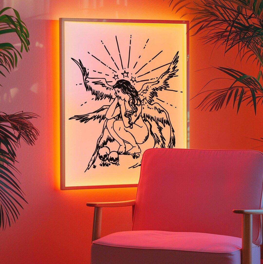 Fallen Seraphim Angel Digital Wall Art - Feminine Hand-drawn Printable ...