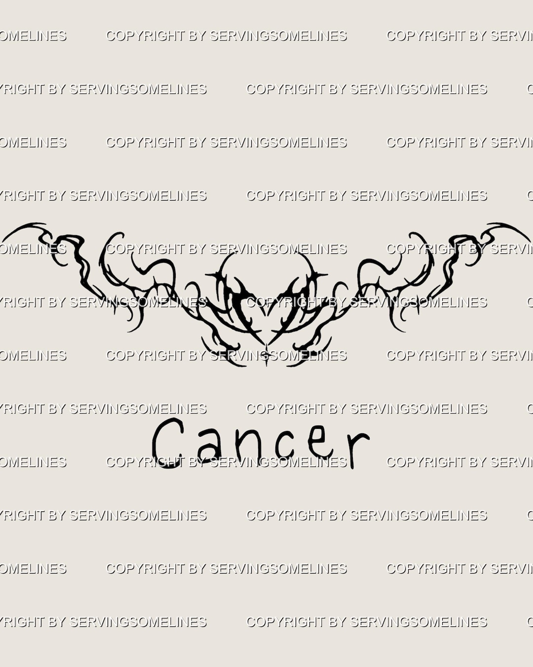 Astrology Cancer Zodiac Tattoo Design – Fluid Heart Ornament ...