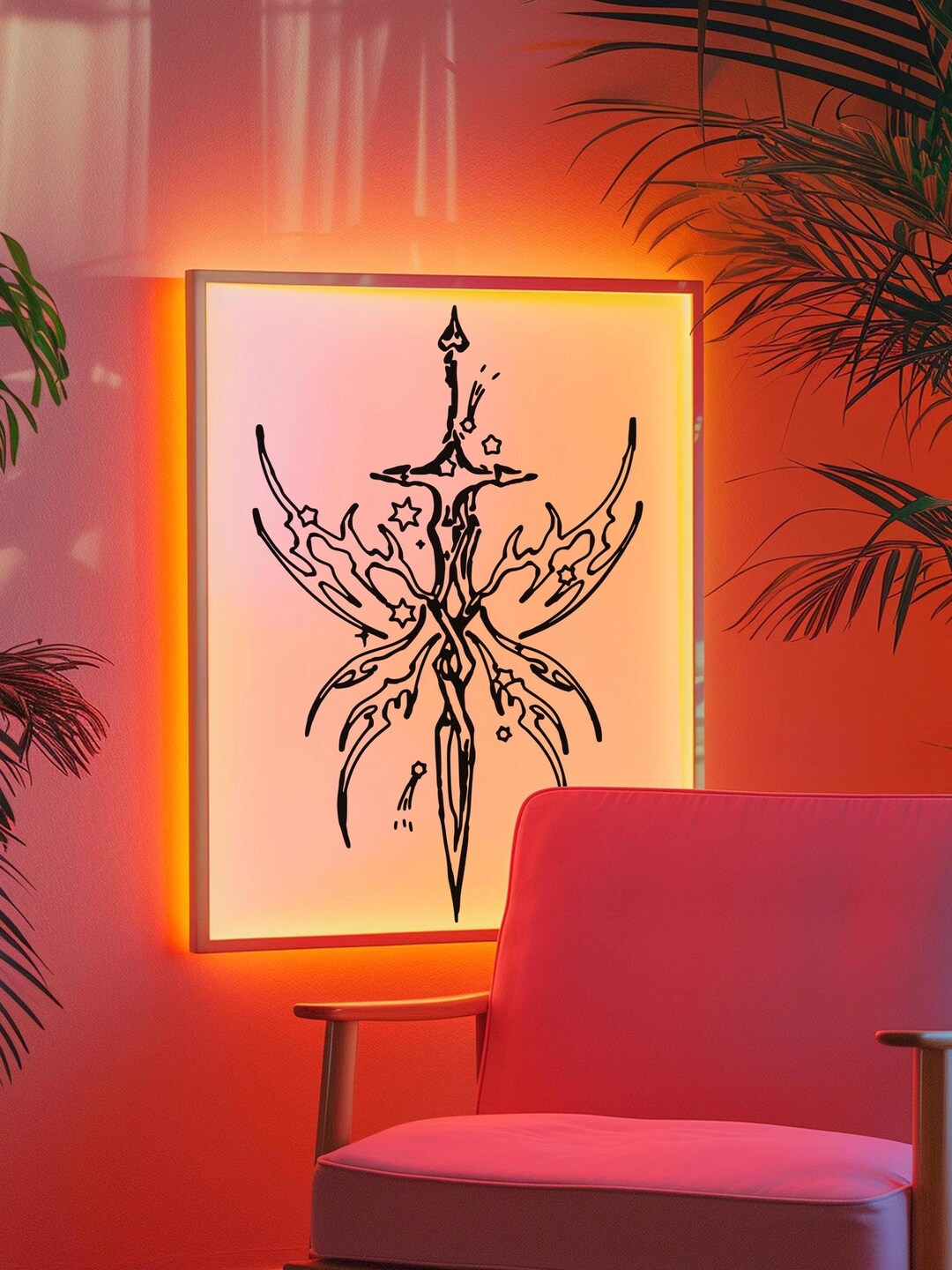 Edgy Fantasy Wall Art - Anime Sword Art - Cyber Sigil Digital Download ...