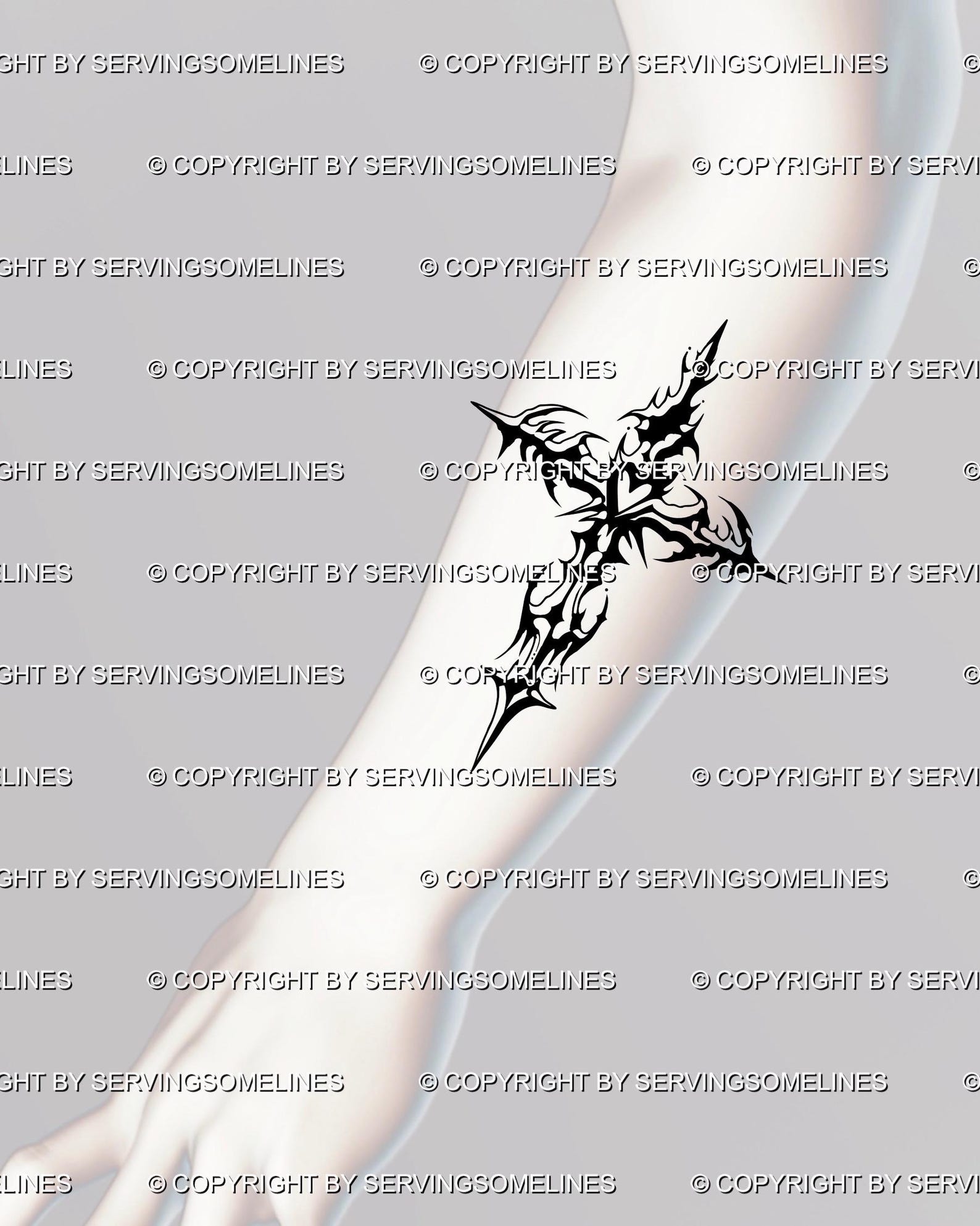 Cybersigilism Cross Tattoo Stencil – Neotribal Gothic Cross Design, Y2K ...