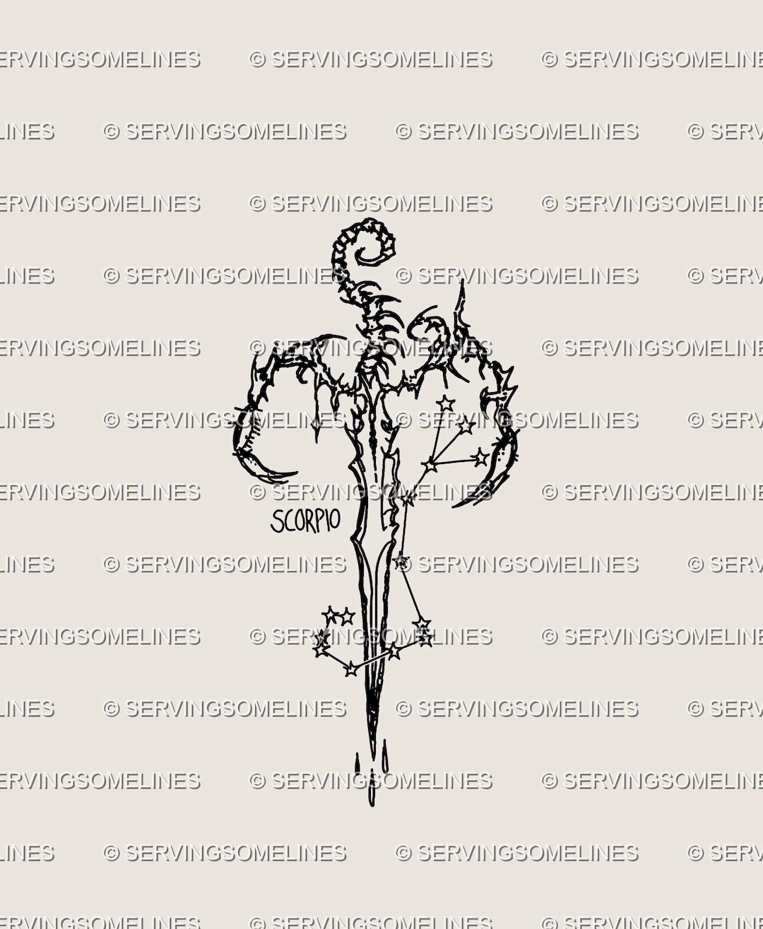 Scorpio Constellation Sword Tattoo Design Digital Download - Etsy