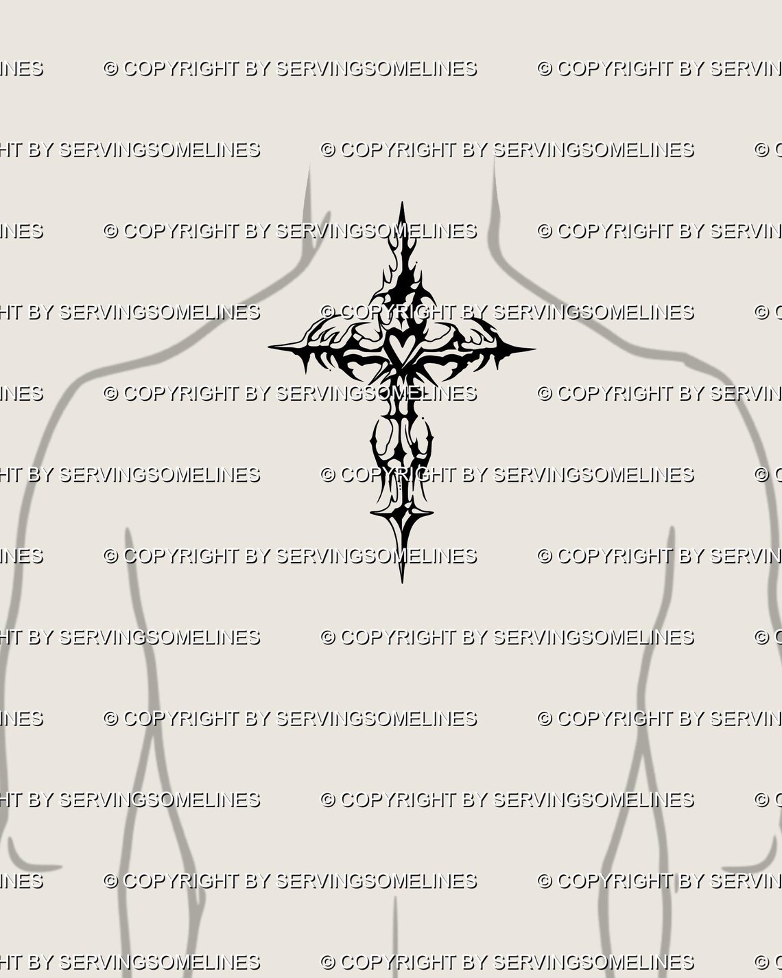 Cybersigilism Cross Tattoo Stencil – Neotribal Gothic Cross Design, Y2K ...