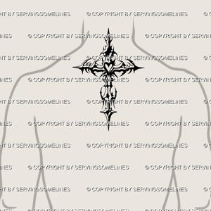 Cybersigilism Cross Tattoo Stencil – Neotribal Gothic Cross Design, Y2K ...