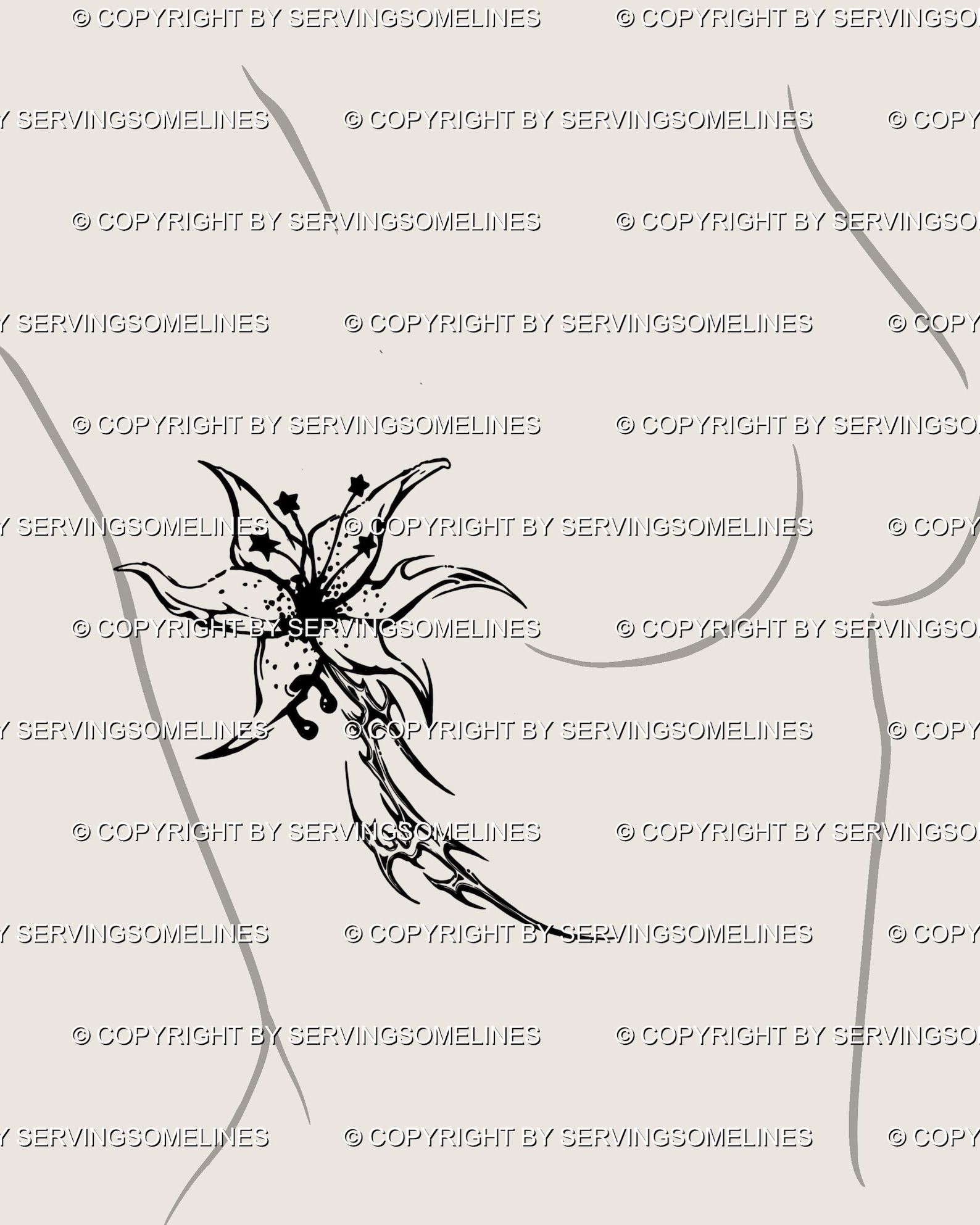 Cybersigilism Flower Tattoo Stencil - Gothic Lily Tattoo, Neotribal Emo ...