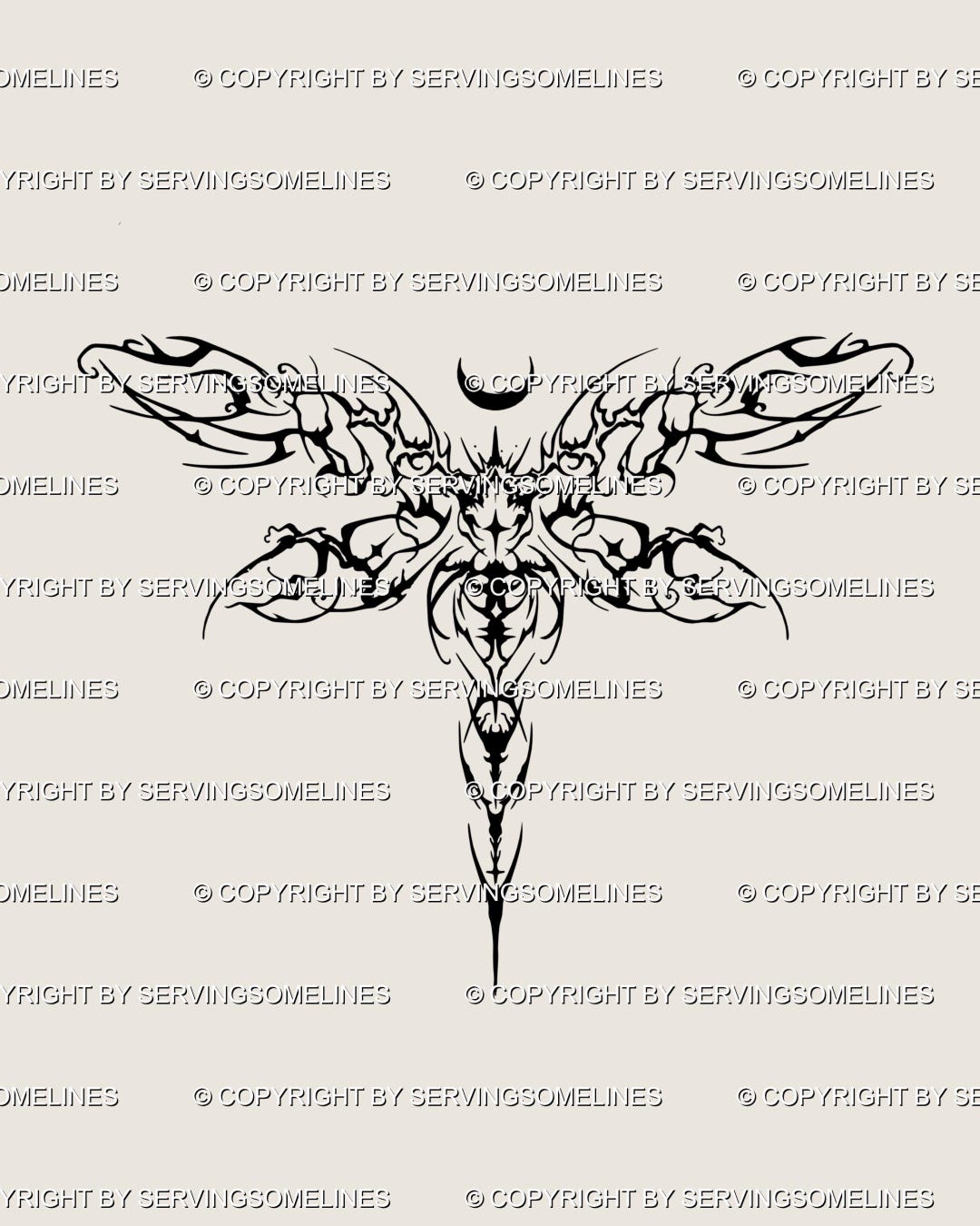 Cybersigilism Dragonfly Tattoo Stencil – Neotribal Dragonfly Wings ...