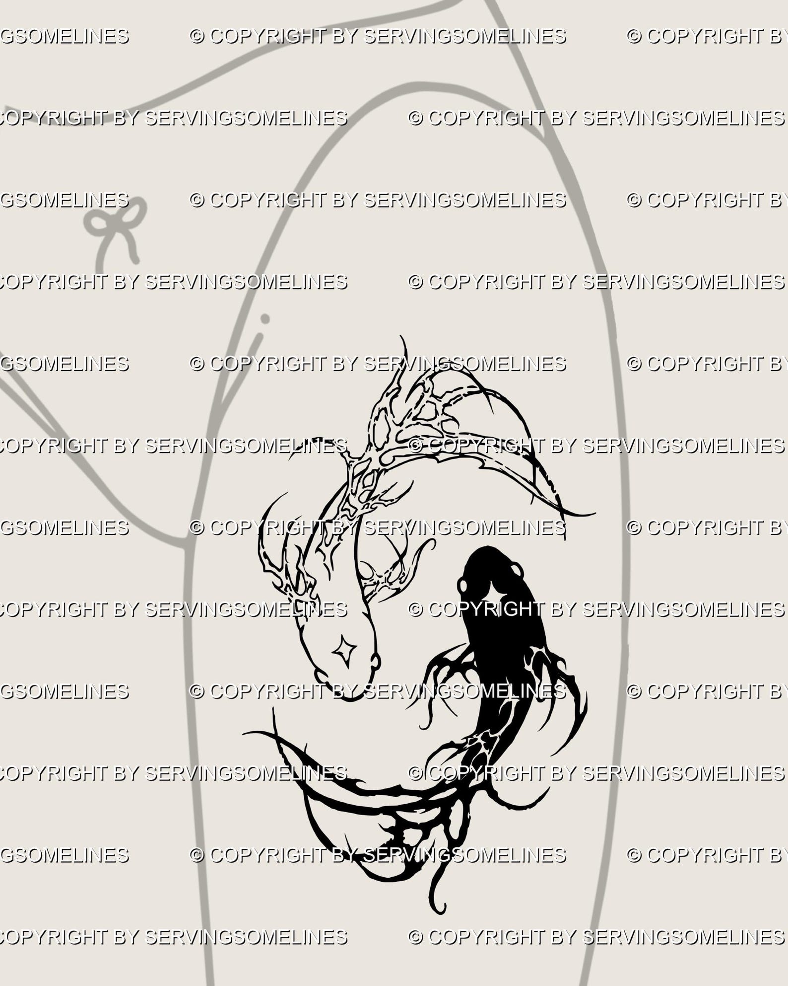 Cybersigilism Koi Fish Tattoo Stencil – Yin Yang Matching Koi Design ...