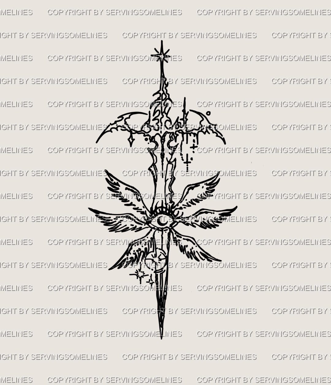 Seraphim Biblical Angel Cybersigil Sword Tattoo Art, Digital Download ...