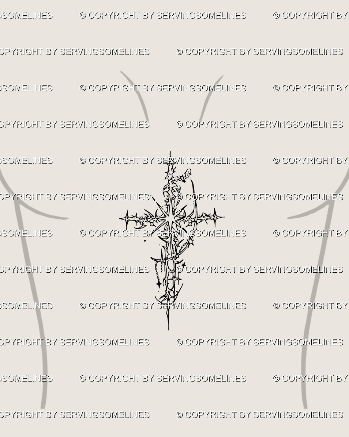 Cybersigilism Cross Tattoo Stencil – Neo Tribal Cyber Cross Digital ...