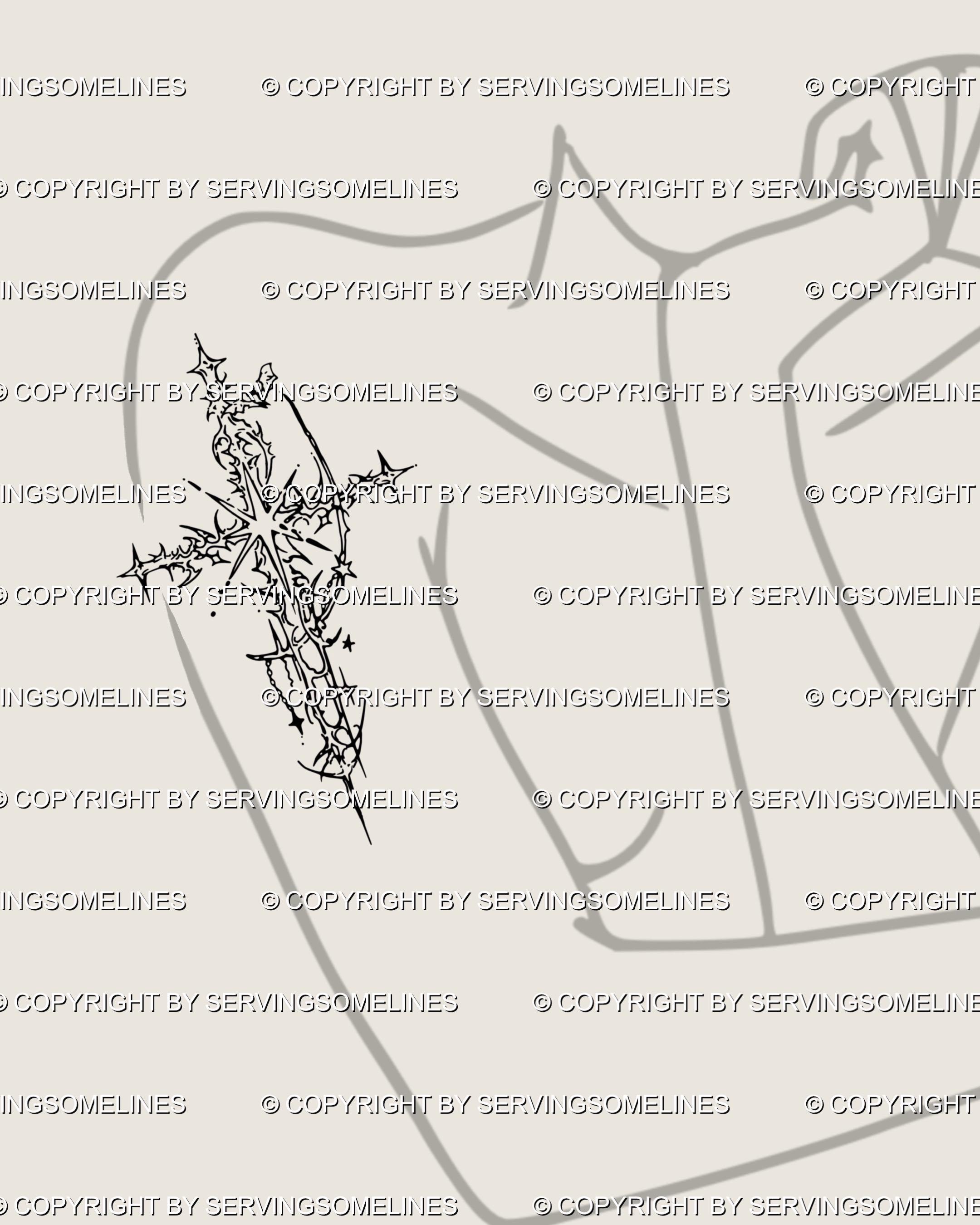 Cybersigilism Cross Tattoo Stencil – Neo Tribal Cyber Cross Digital ...