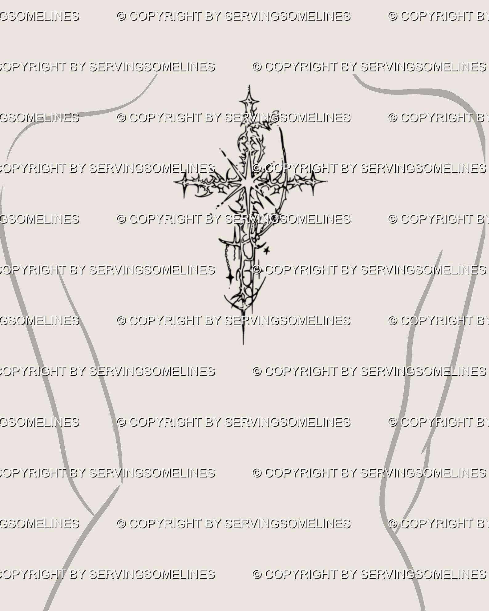 Cybersigilism Cross Tattoo Stencil – Neo Tribal Cyber Cross Digital ...