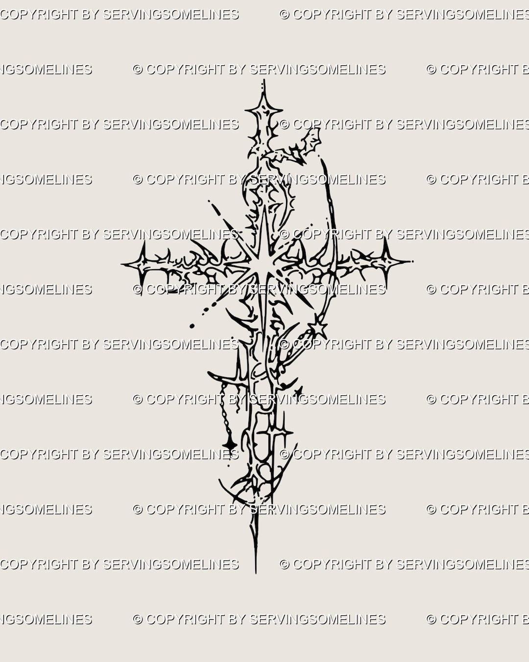 Cybersigilism Cross Tattoo Stencil – Neo Tribal Cyber Cross Digital ...