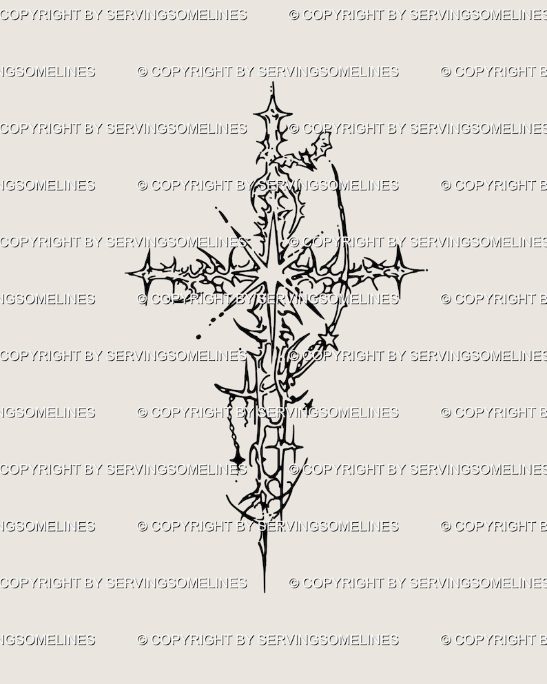 Cybersigilism Cross Tattoo Stencil – Neo Tribal Cyber Cross Digital ...