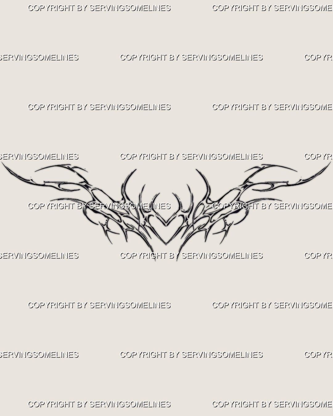Tribal Heart Tramp Stamp Tattoo – Cybersigilism Symmetrical Line Art ...
