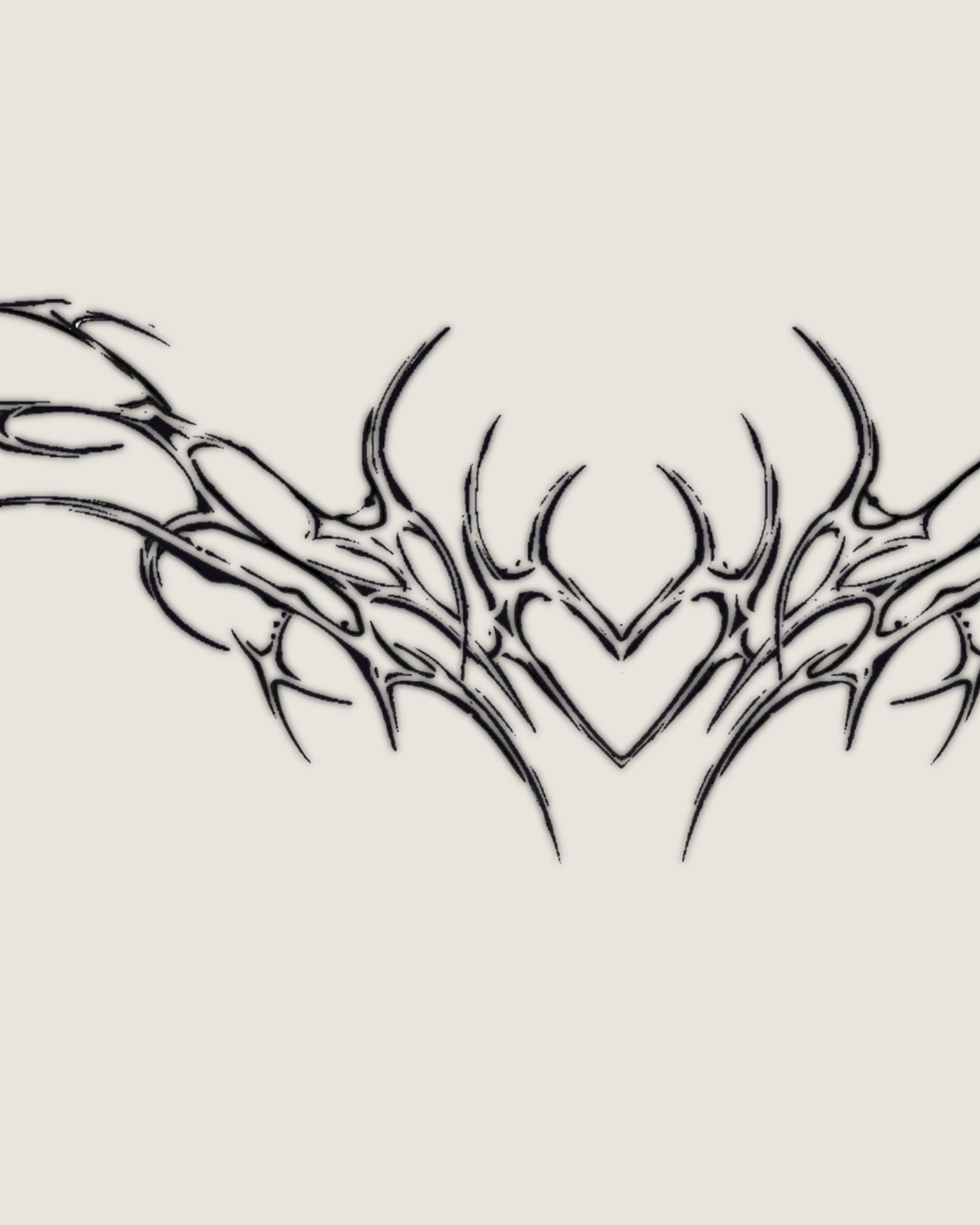 Tribal Heart Tramp Stamp Tattoo – Cybersigilism Symmetrical Line Art ...