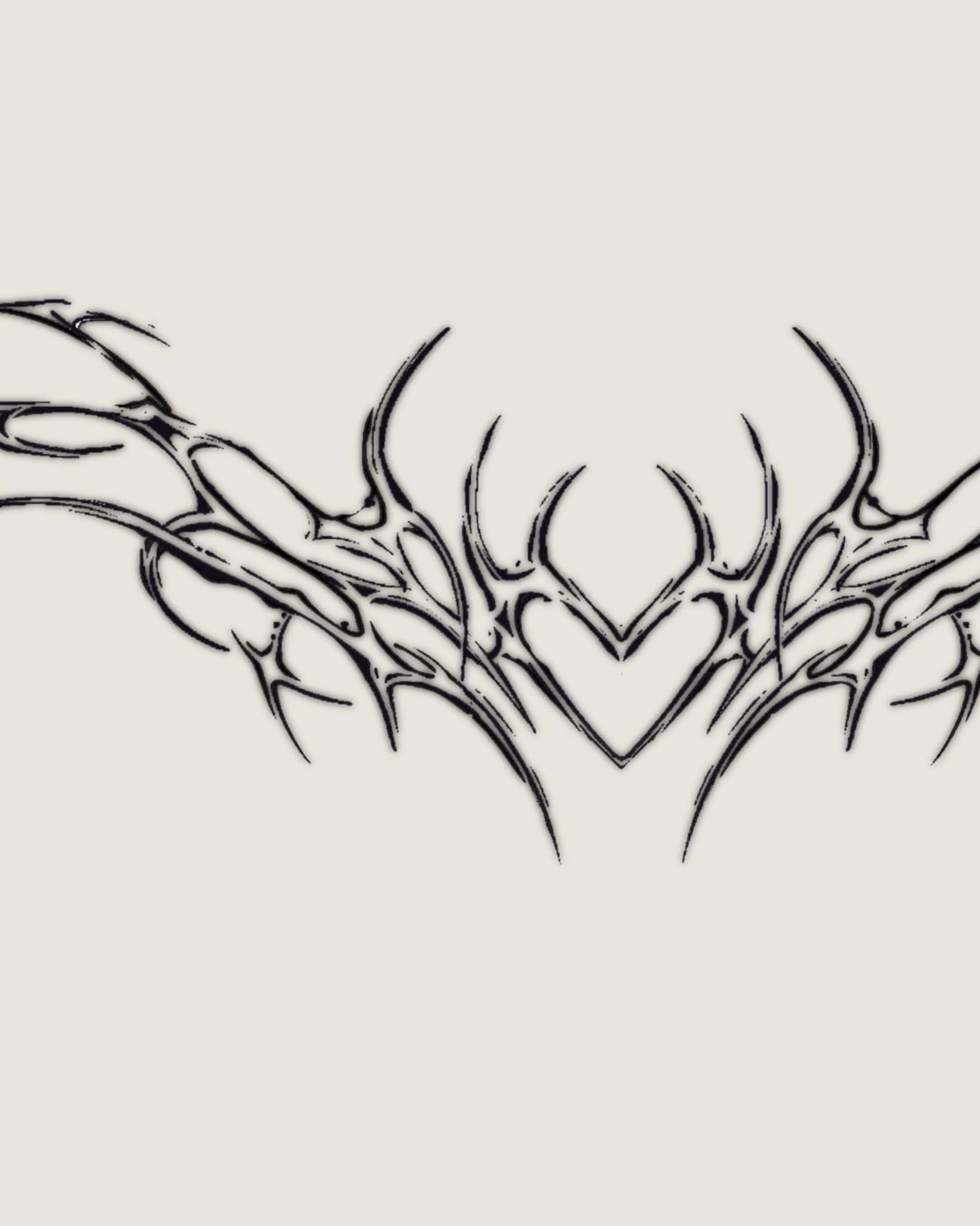 Tribal Heart Tramp Stamp Tattoo – Cybersigilism Symmetrical Line Art ...