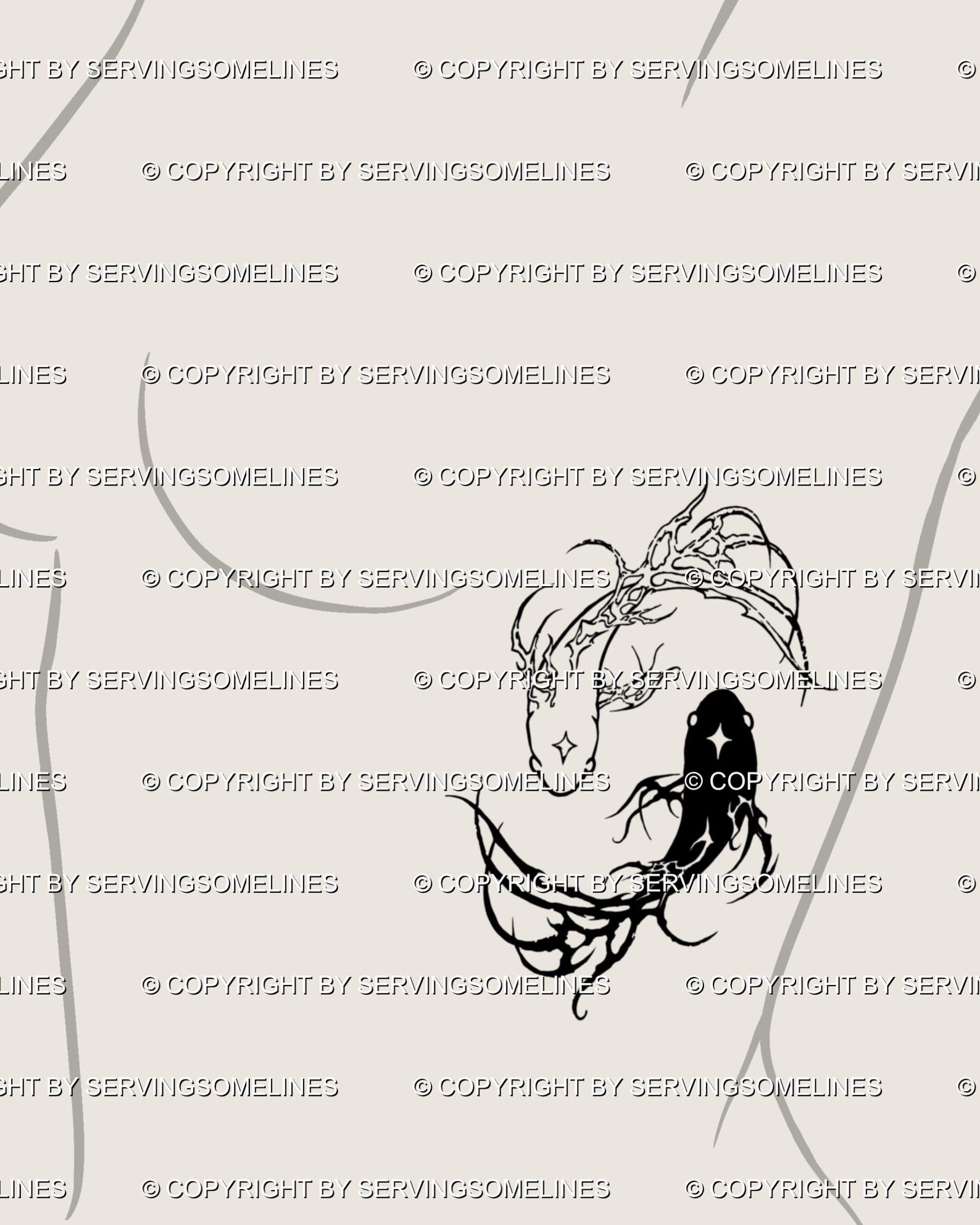 Cybersigilism Koi Fish Tattoo Stencil – Yin Yang Matching Koi Design ...