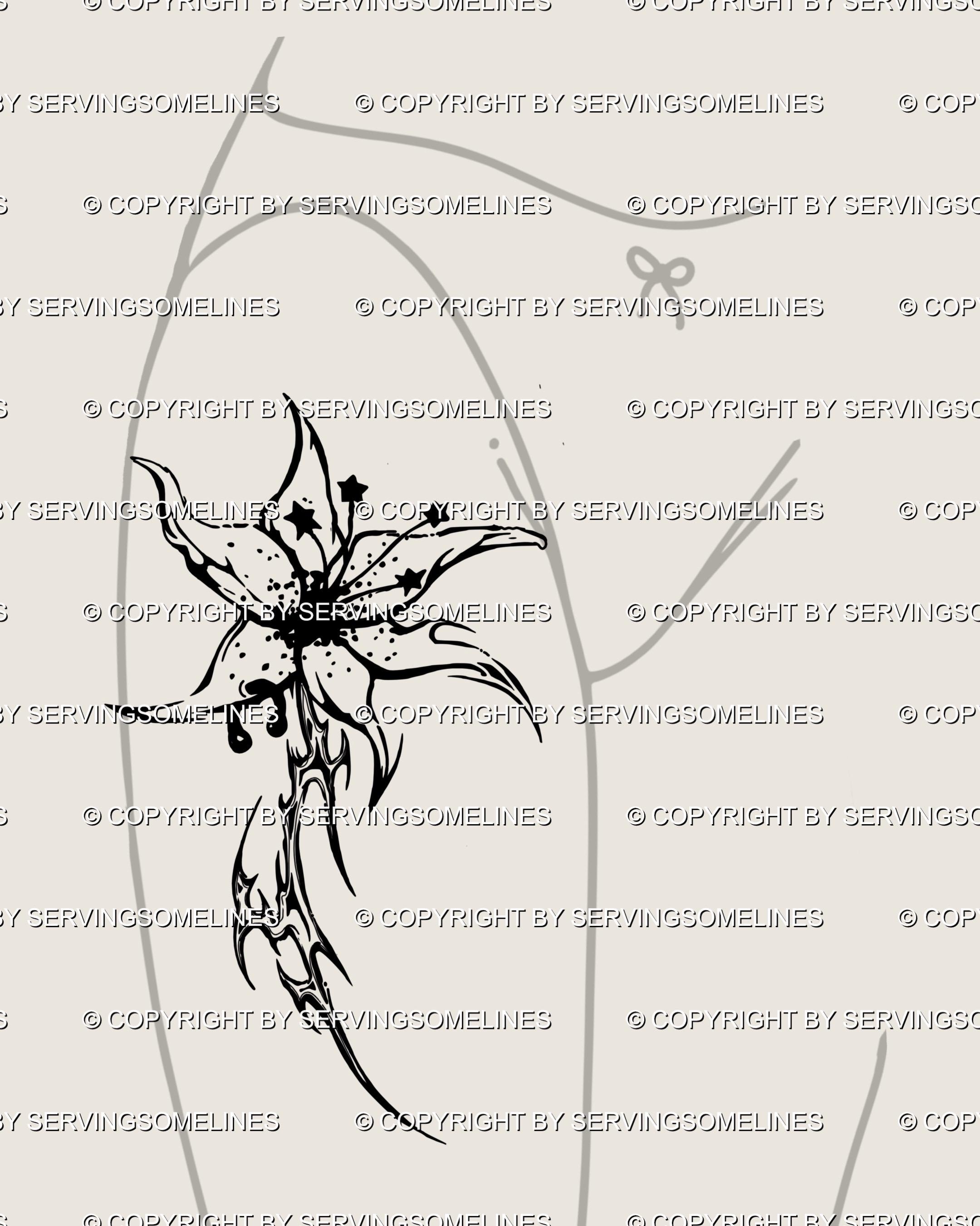 Cybersigilism Flower Tattoo Stencil - Gothic Lily Tattoo, Neotribal Emo ...