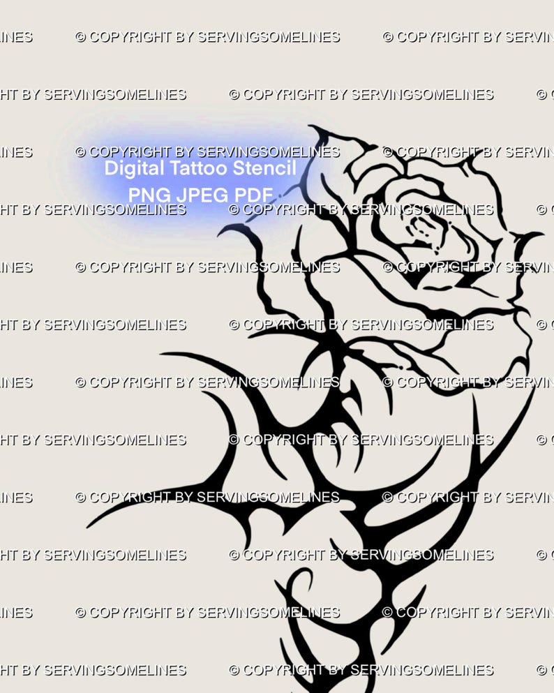 Neotribal Rose Tattoo Stencil – Gothic Floral Linework With Tribal ...