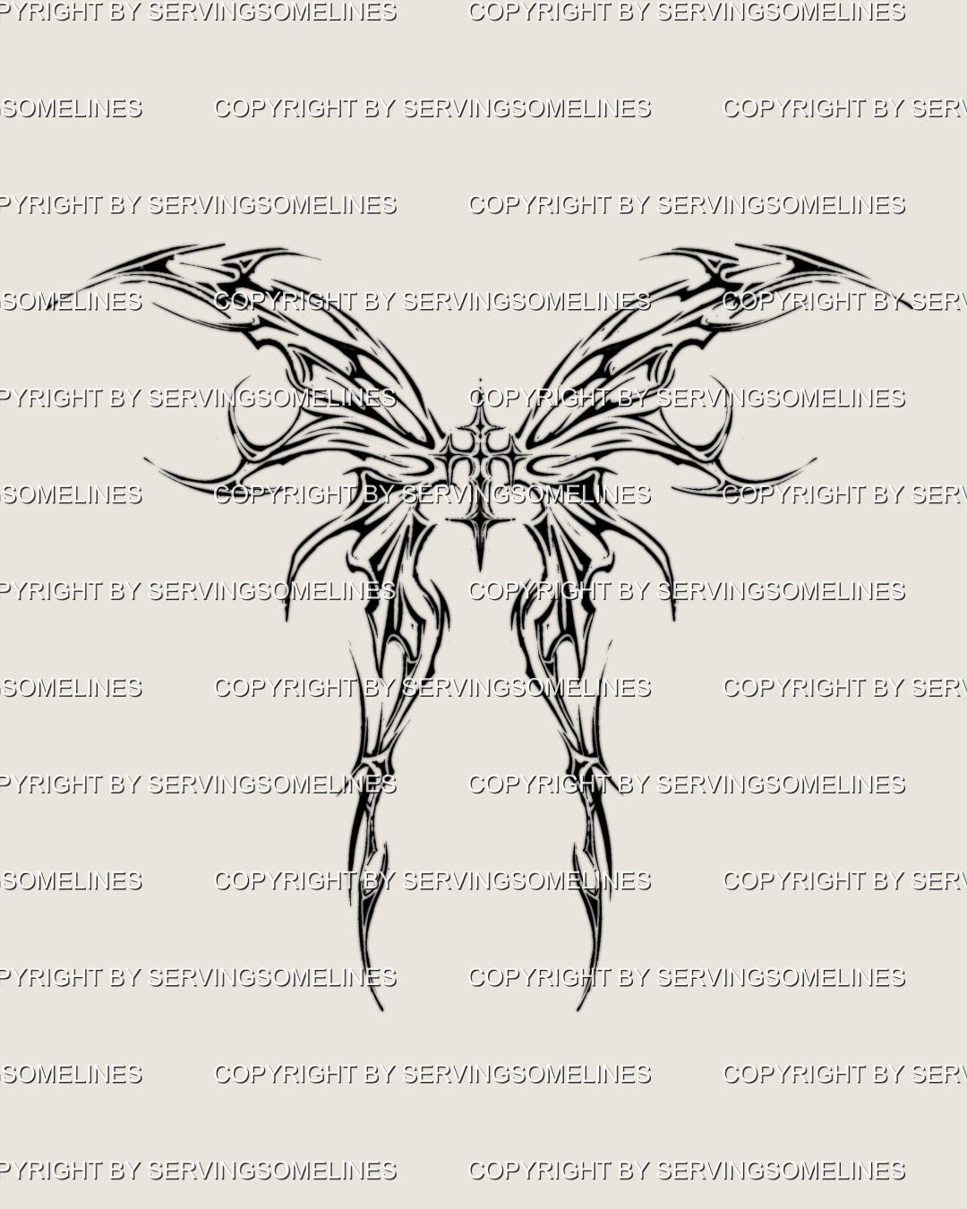 Sacred Cross Flaming Butterfly Tattoo – Alt Cybersigilism Tribal ...