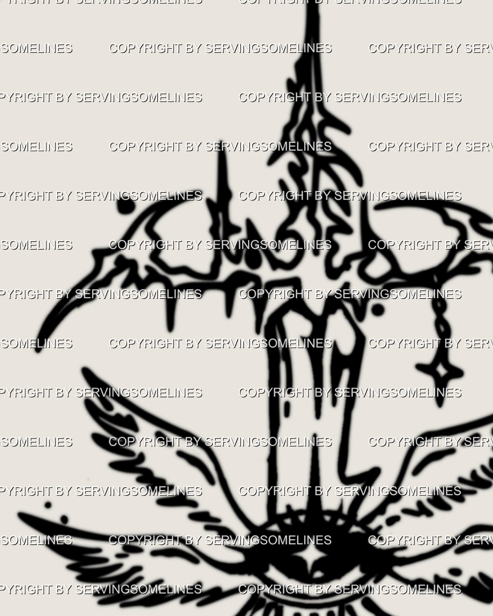 Cybersigilism Angel Sword Tattoo Stencil, Seraphim Eye Design, Fineline ...
