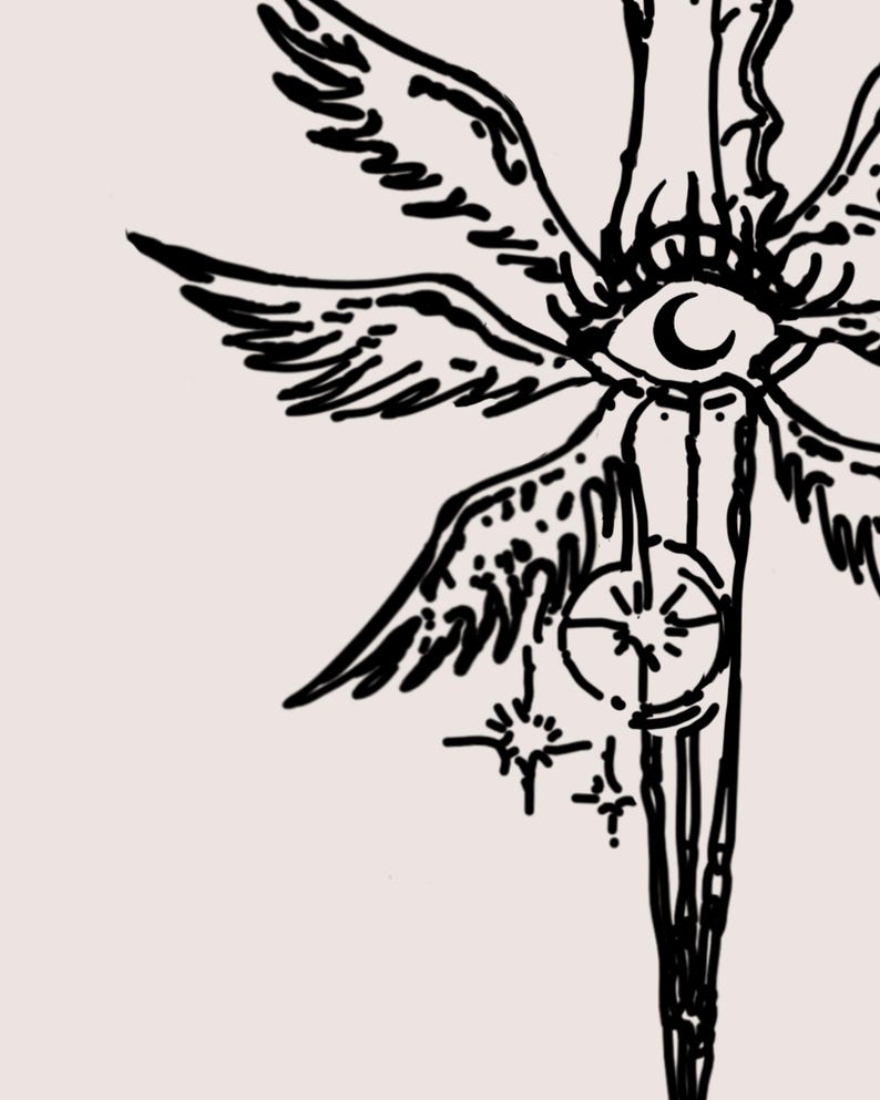 Seraphim Biblical Angel Cybersigil Sword Tattoo Art, Digital Download ...