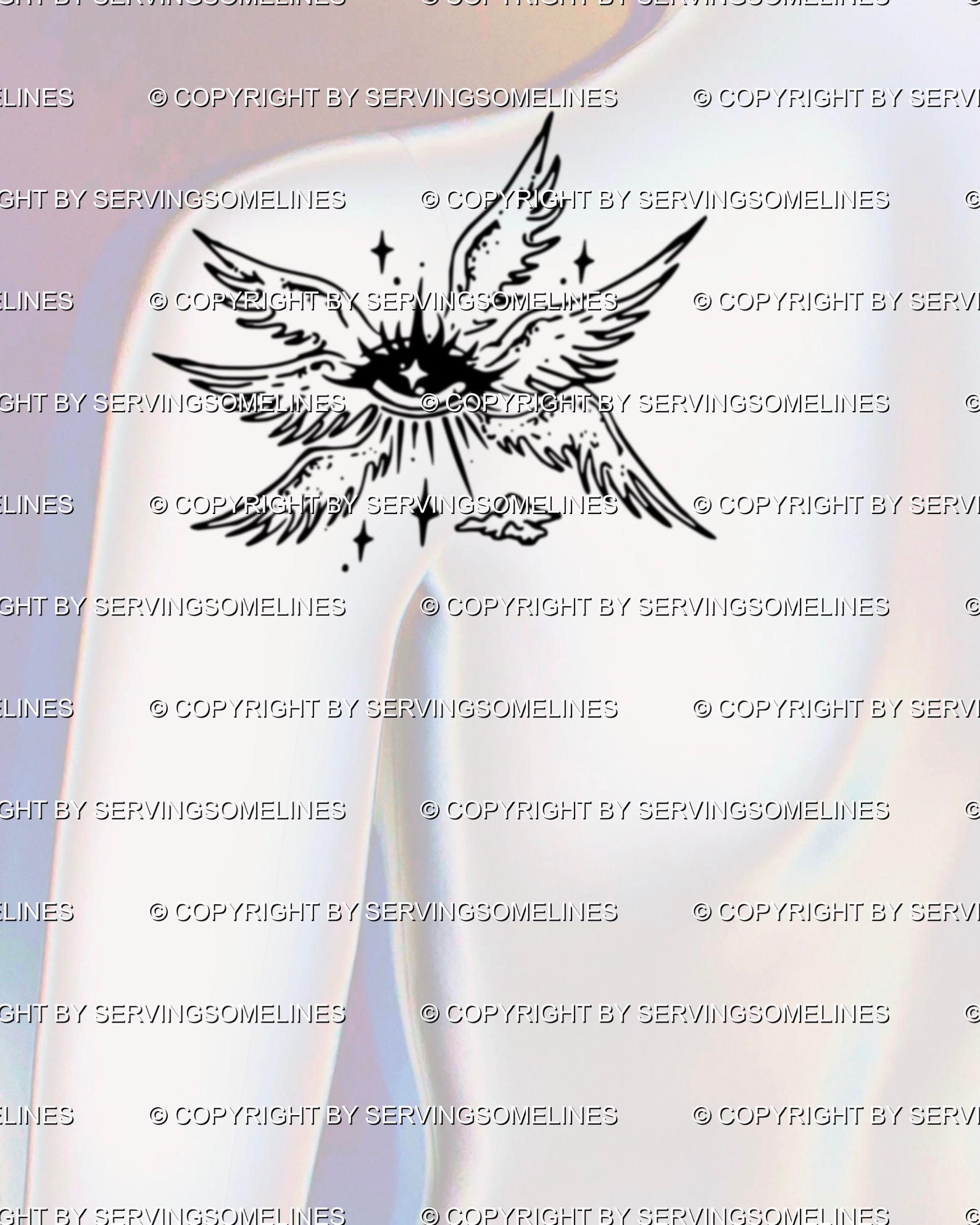 Small Seraphim Angel Tattoo Stencil – Simple Six Winged Angel Eye ...