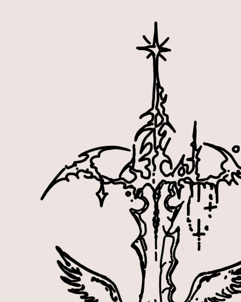 Seraphim Biblical Angel Cybersigil Sword Tattoo Art, Digital Download ...