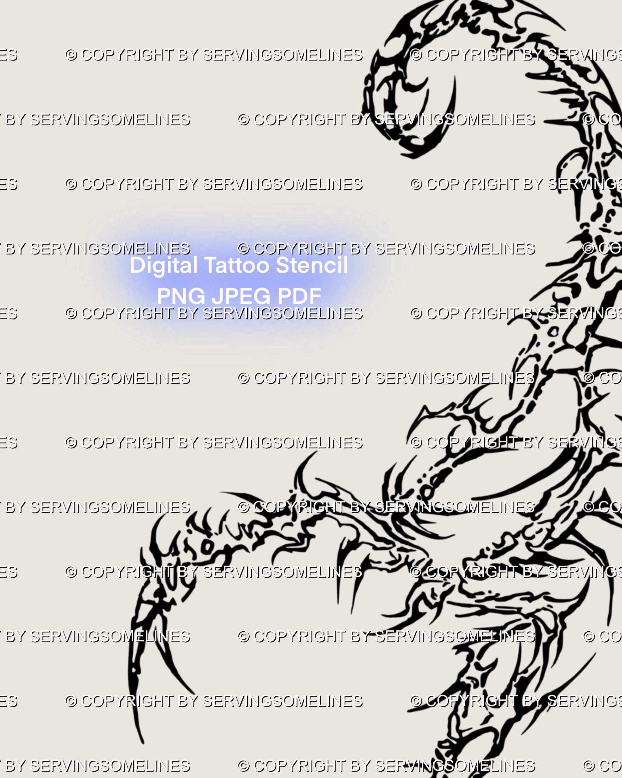 Sigil Scorpion Tattoo Stencil – Cybersigil Scorpion Design, Cybertribal ...