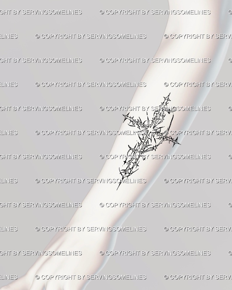 Cybersigilism Cross Tattoo Stencil – Neo Tribal Cyber Cross Digital ...