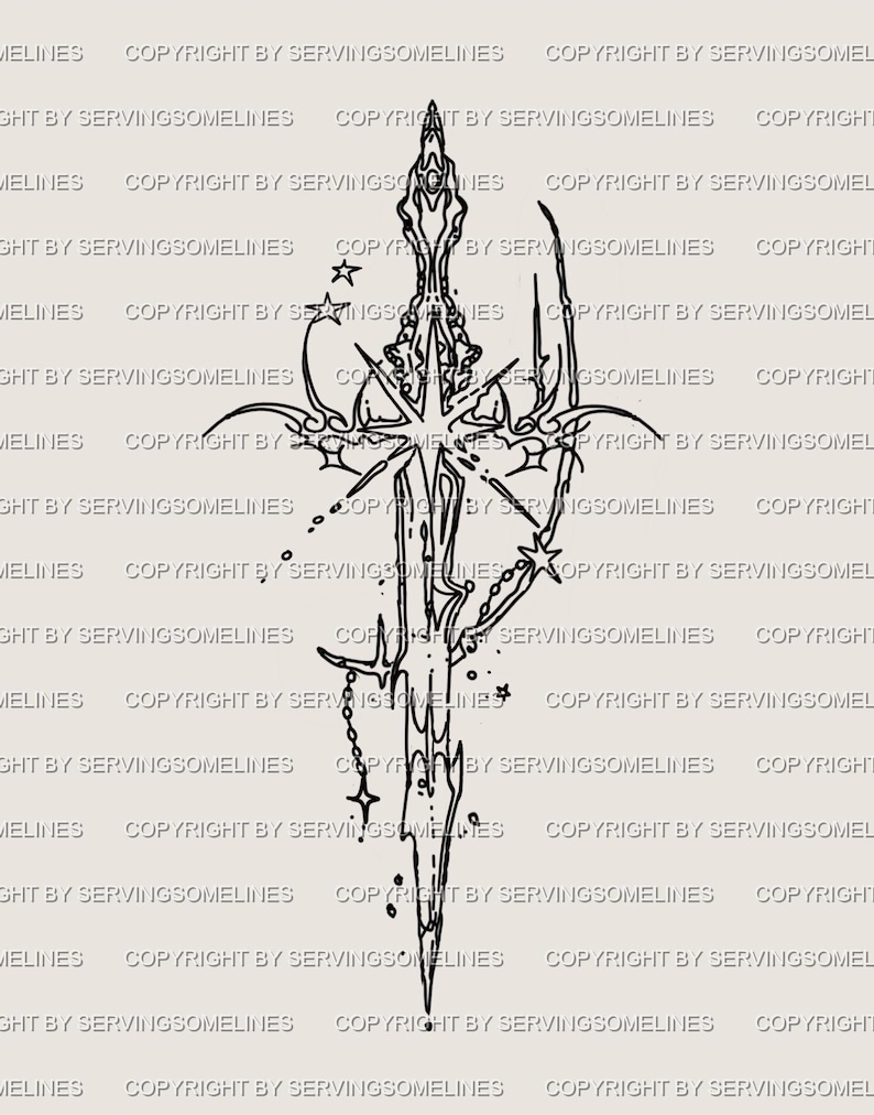 Cybersigil Style Fantasy Sword Tattoo Sketch, Digital Download - Etsy