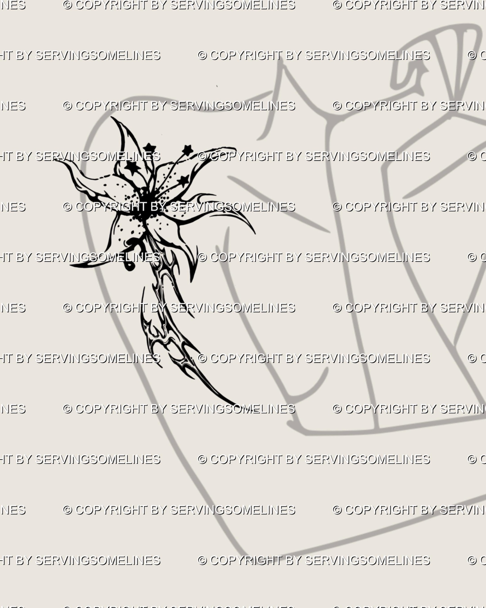 Cybersigilism Flower Tattoo Stencil - Gothic Lily Tattoo, Neotribal Emo ...