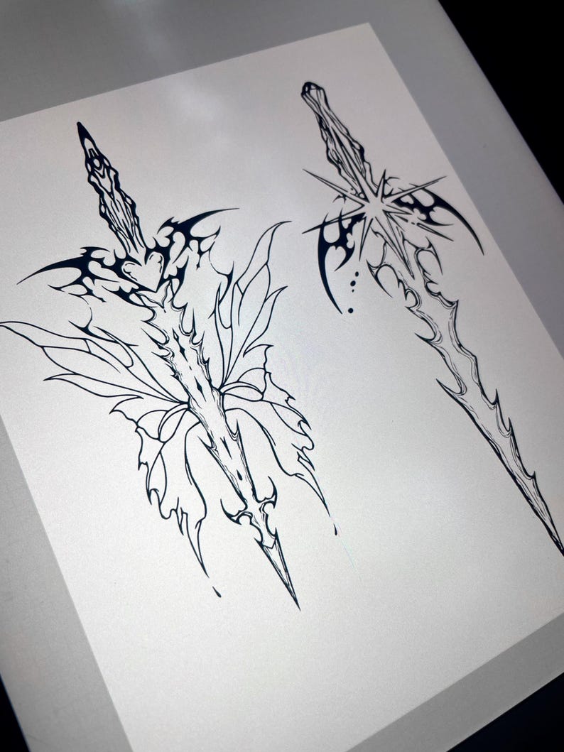 Cyber Sigilism Sword Tattoo Bundle | 20 Digital Designs | Butterfly ...