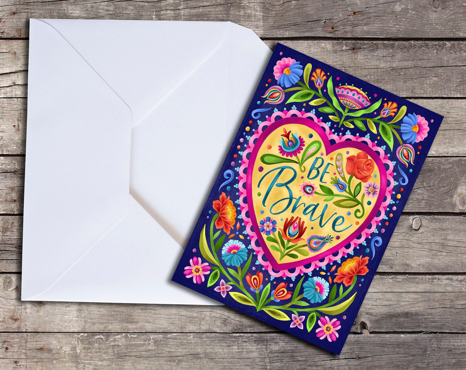 Blank Card With Positive Message Colorful Flowers Hand | Etsy