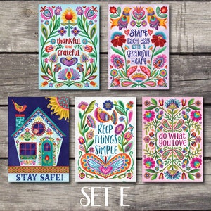 Inspirational Post Cards Hand Lettered With Positive Quotes. Set of 5 ...