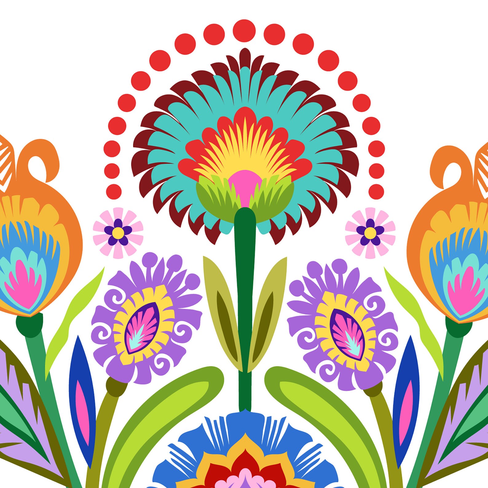 Polish Folk Art Flowers. Floral Wycinanki Botanical Folk Art - Etsy